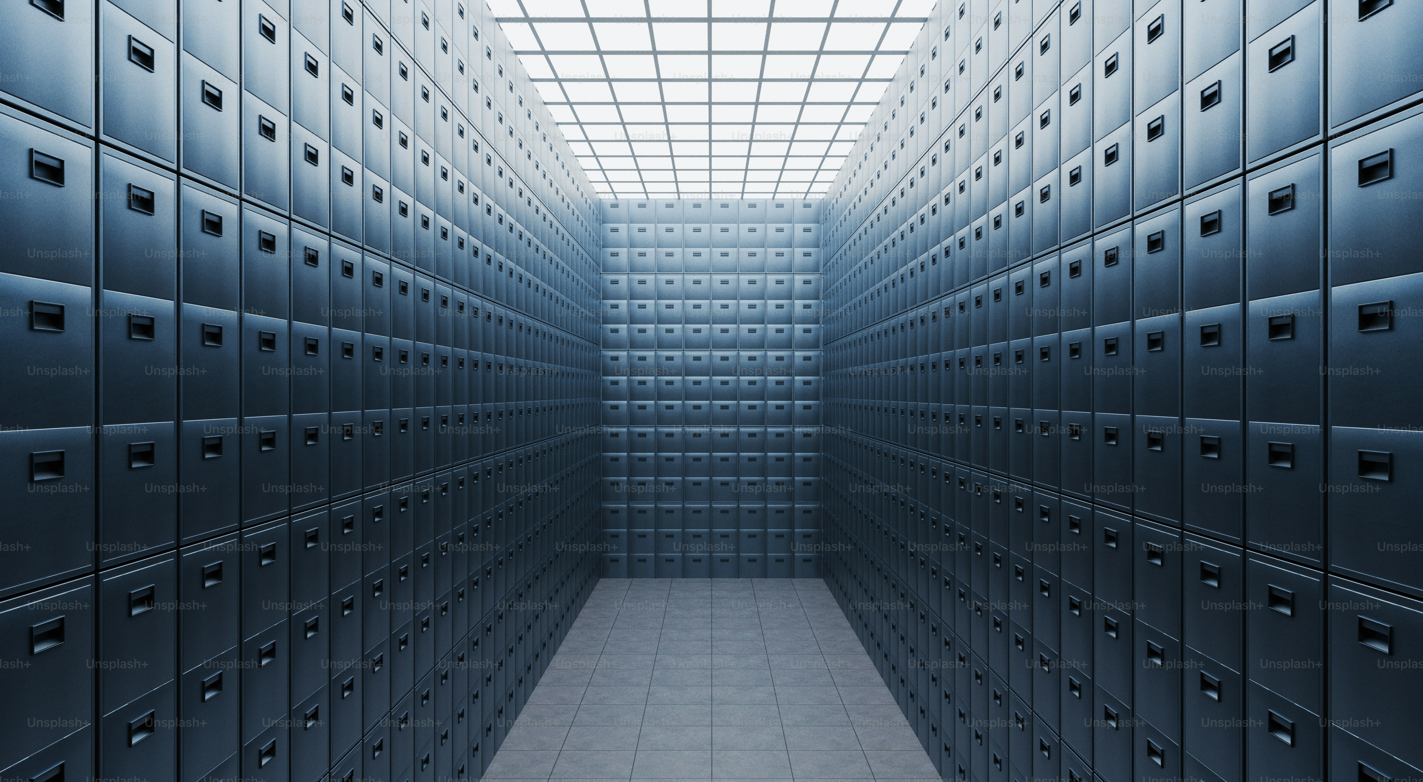 Rows of filing cabinets in a long, narrow room. photo – Building Image ...