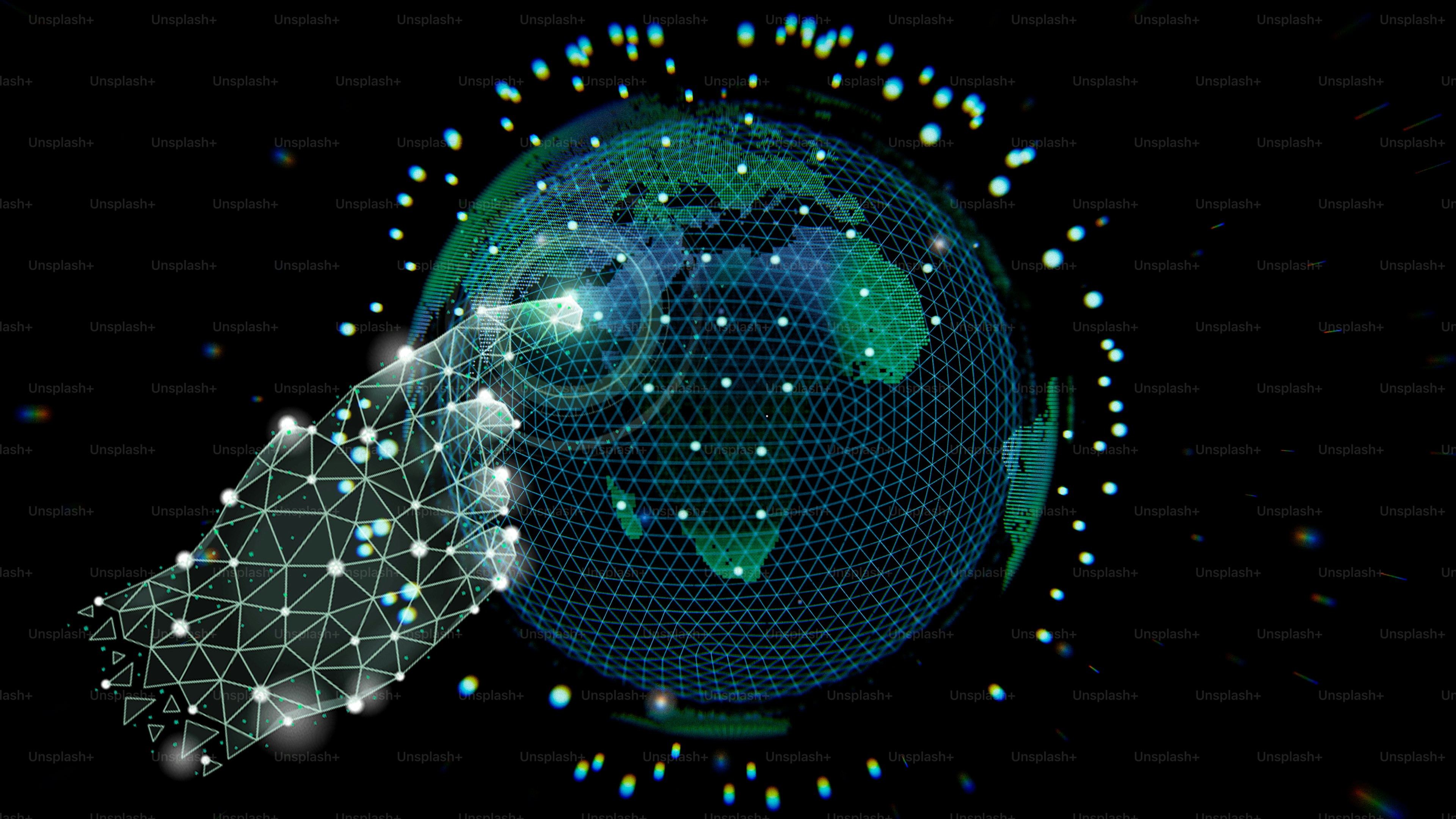 Réseau numérique abstrait avec des connexions bleues brillantes photo ...