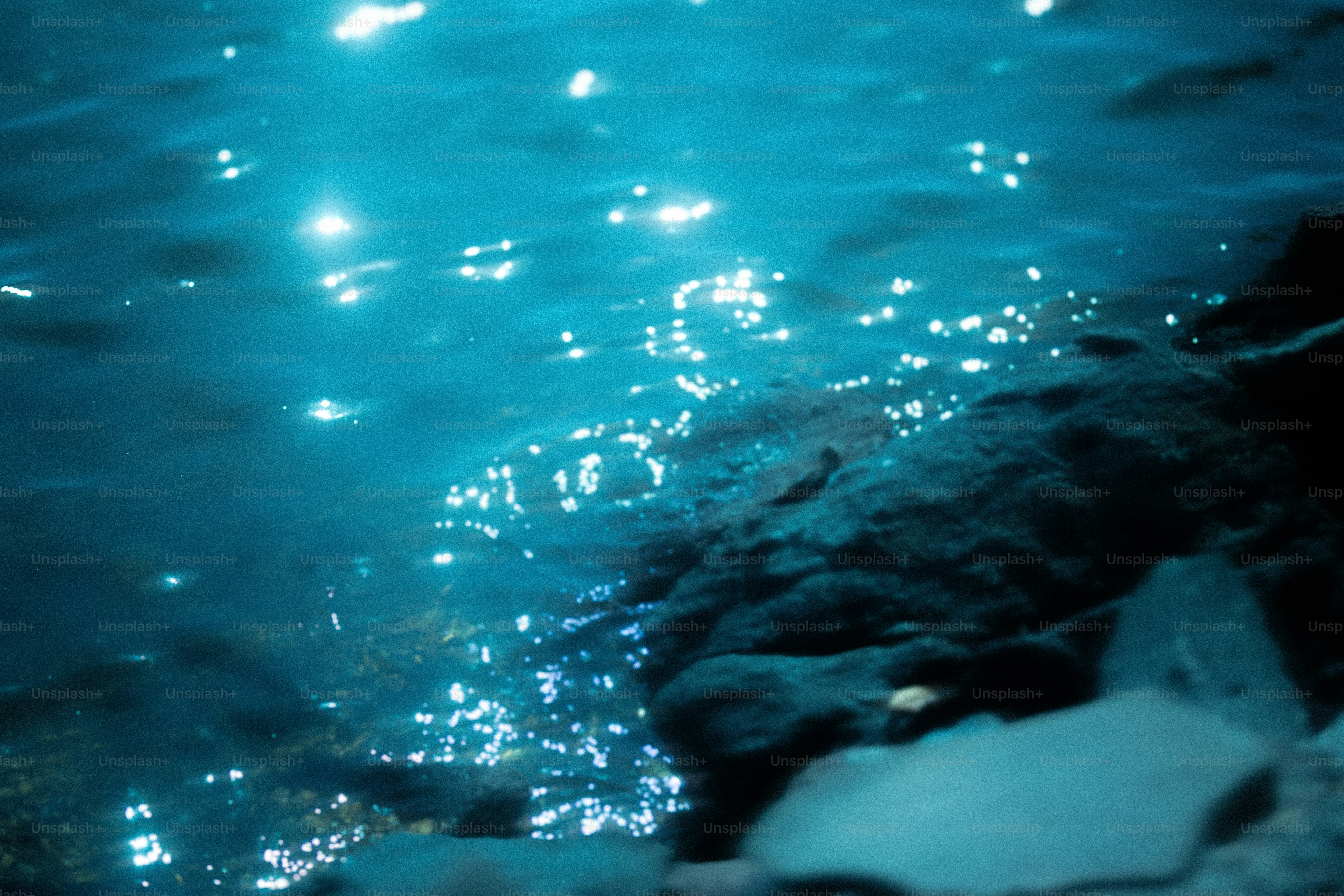 Sparkling blue water near rocky shore photo – Abstract Image on Unsplash