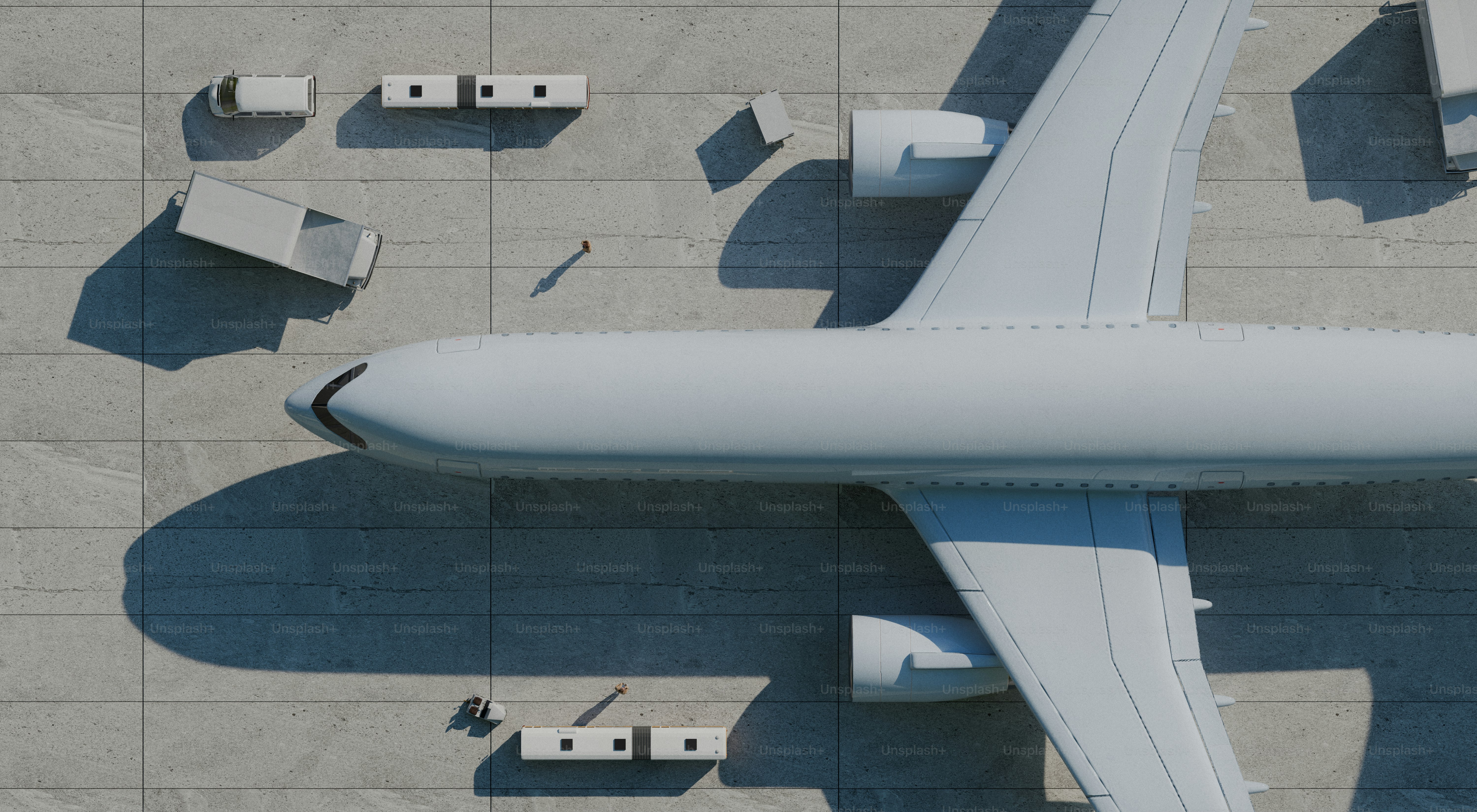 White airplane disassembled on a concrete surface. photo – Plane Image ...