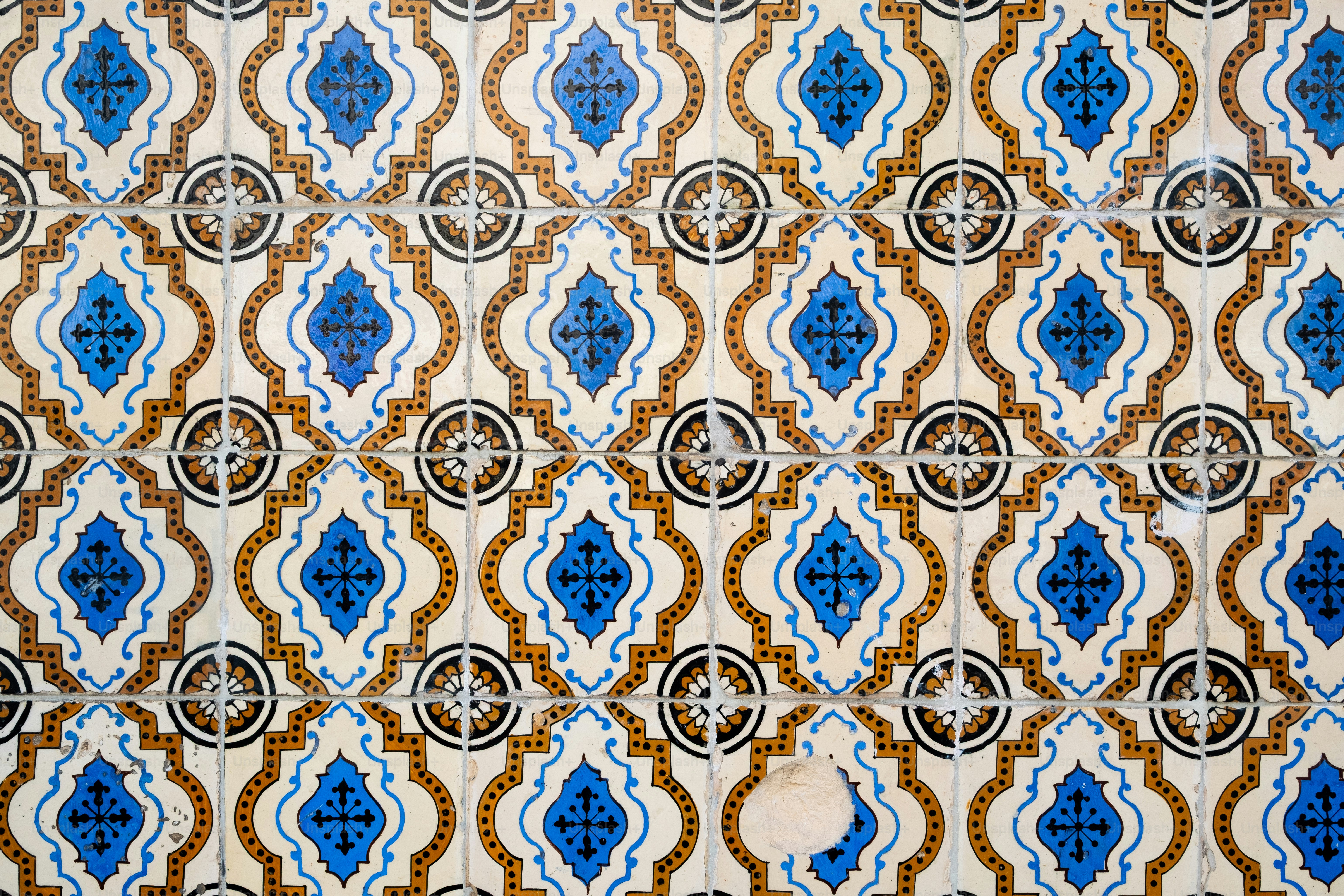Blue and gold diamond pattern tiles photo – Pattern Image on Unsplash