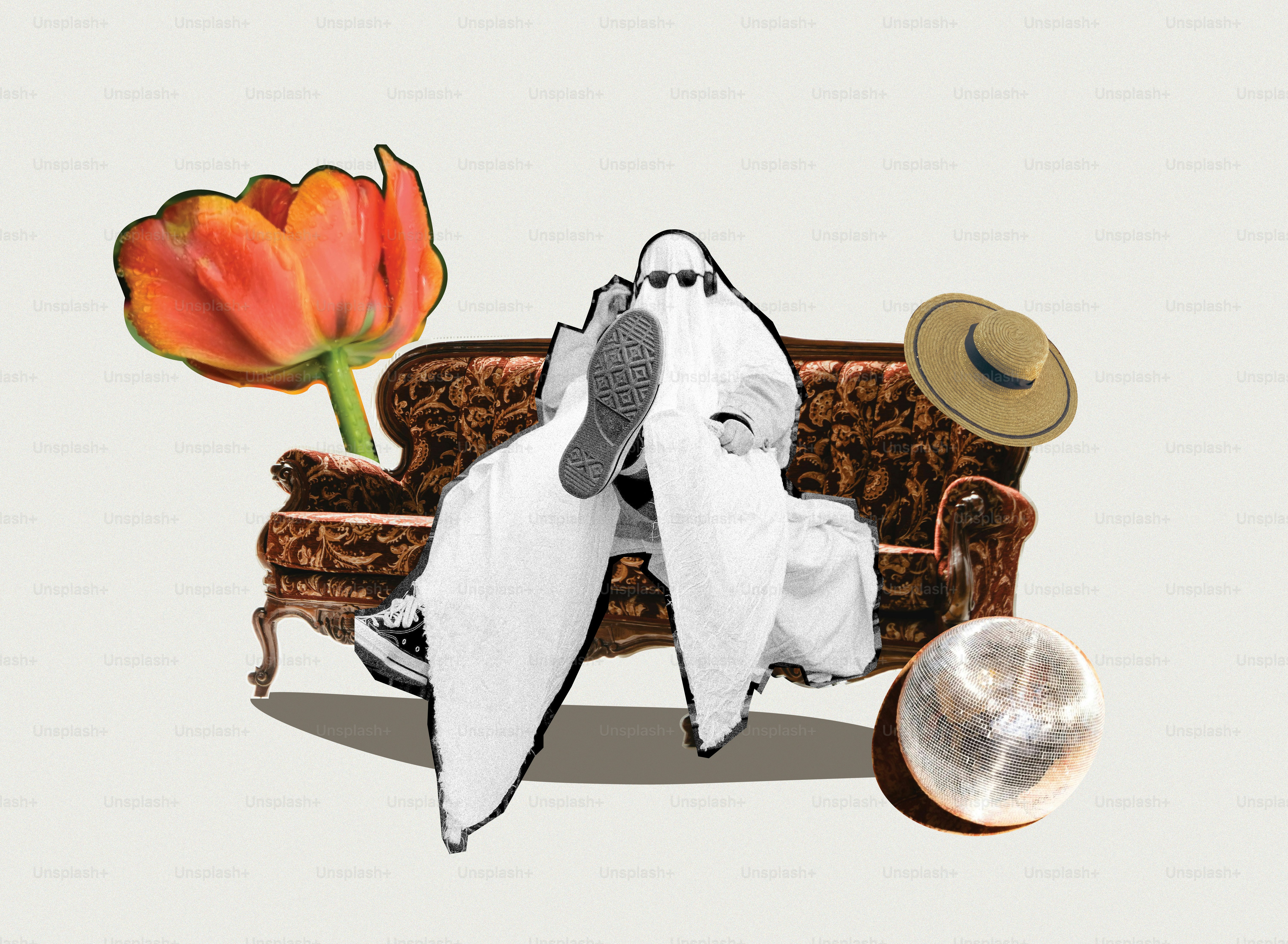 Ghost sitting on a couch with objects around photo – Art Image on Unsplash