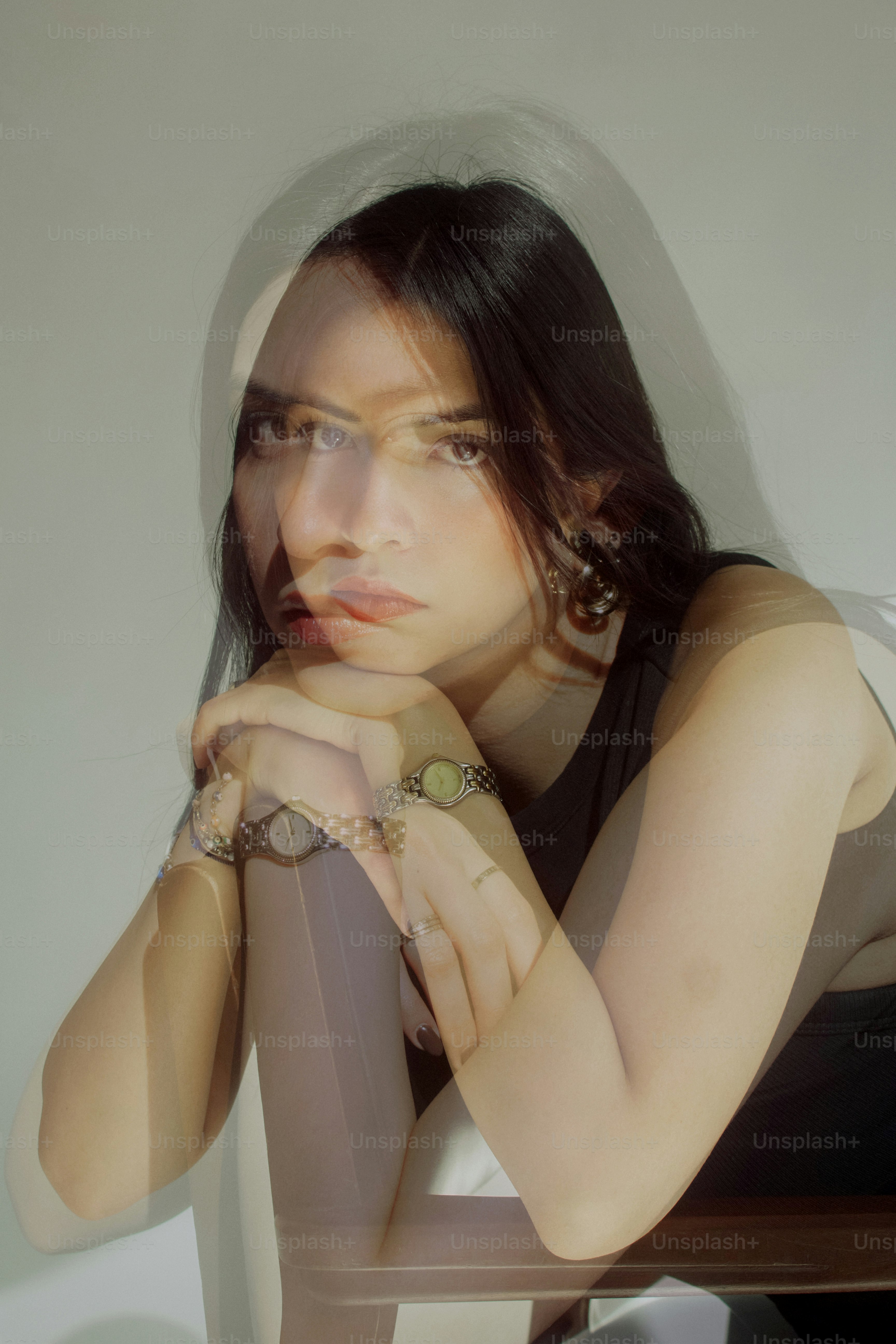 Woman with layered face and arms crossed photo – Woman Image on Unsplash