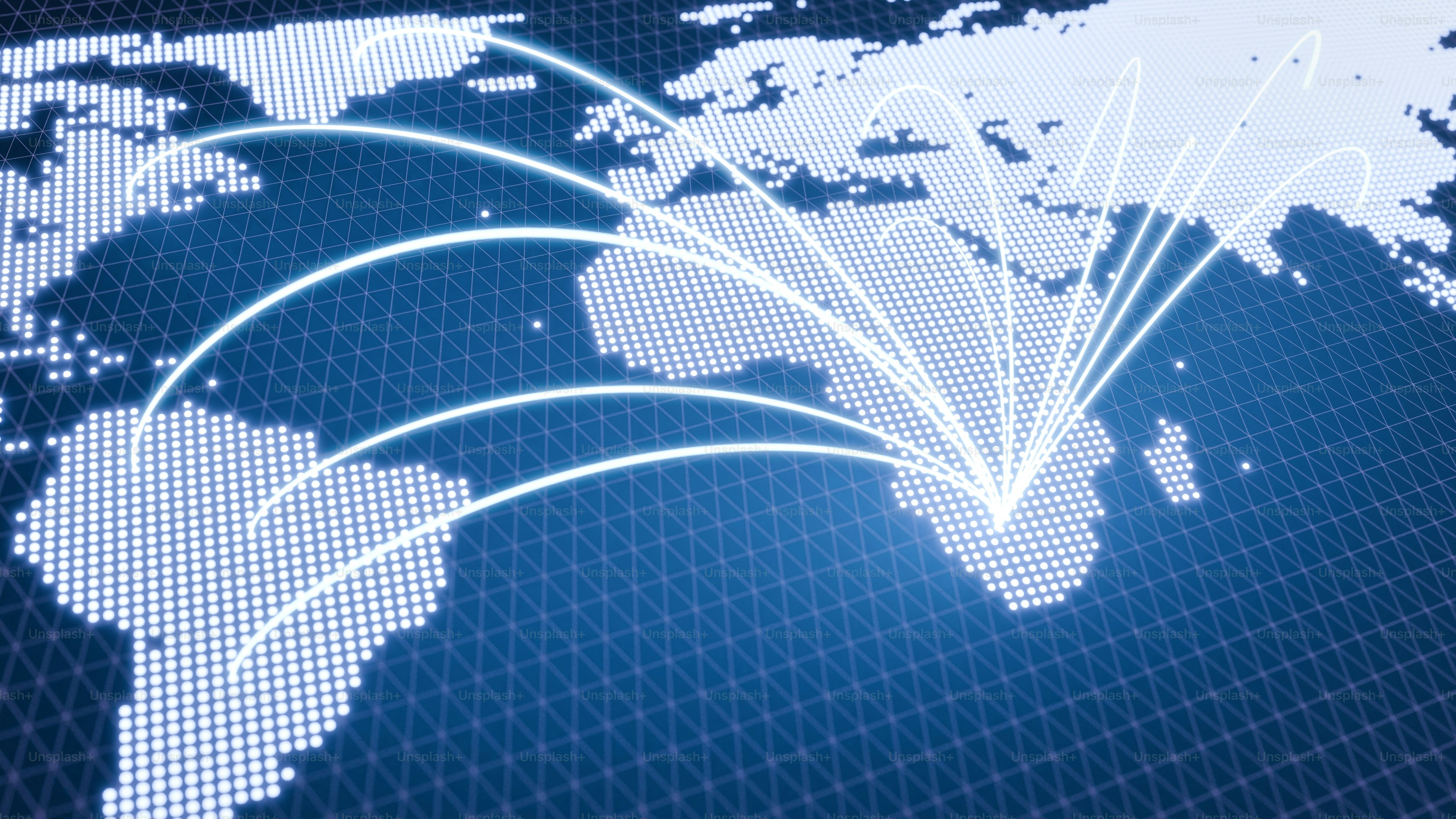 World map with glowing lines connecting continents photo – Iot Image on ...