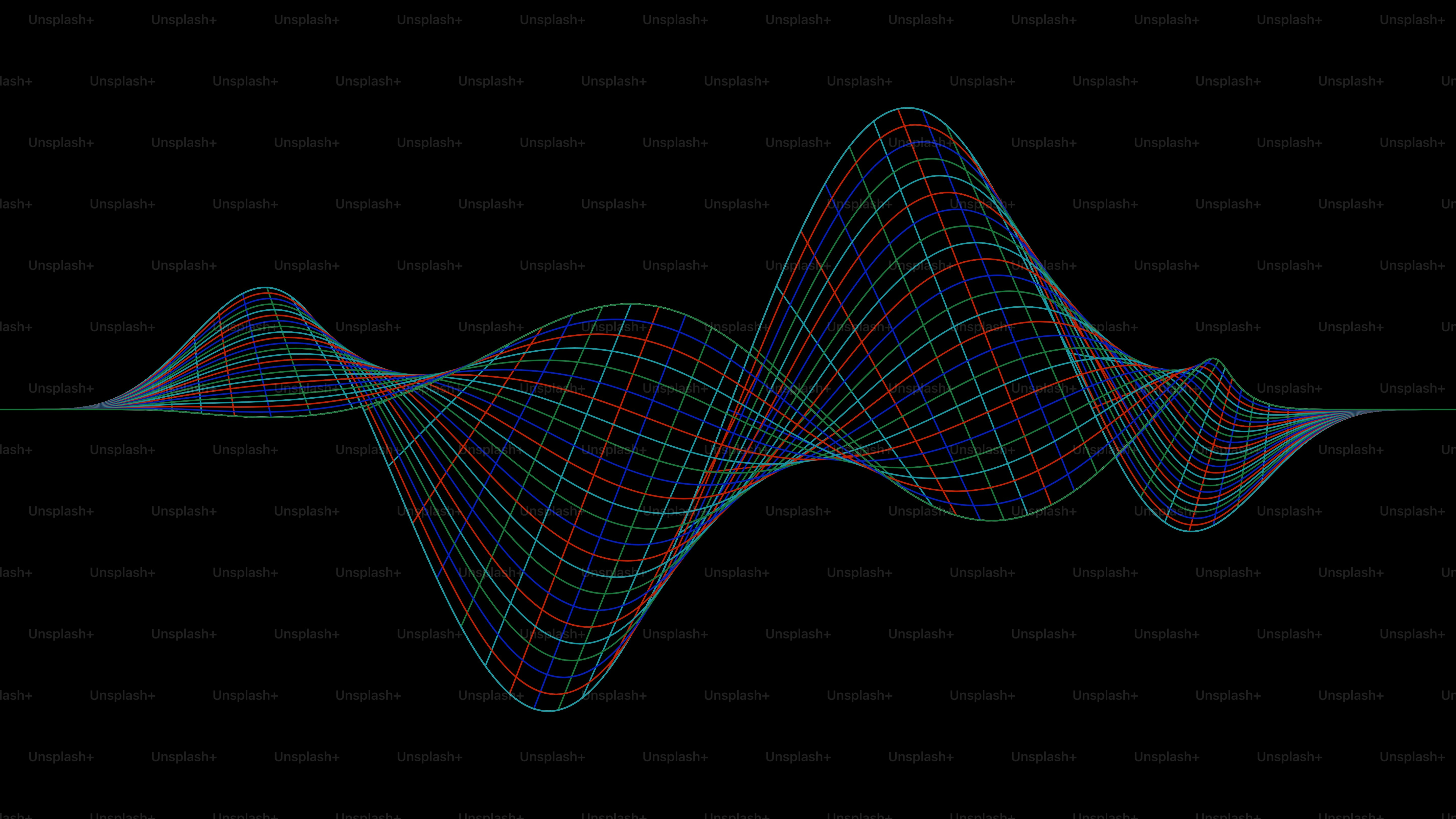 Abstract waveform with grid pattern on black background photo ...