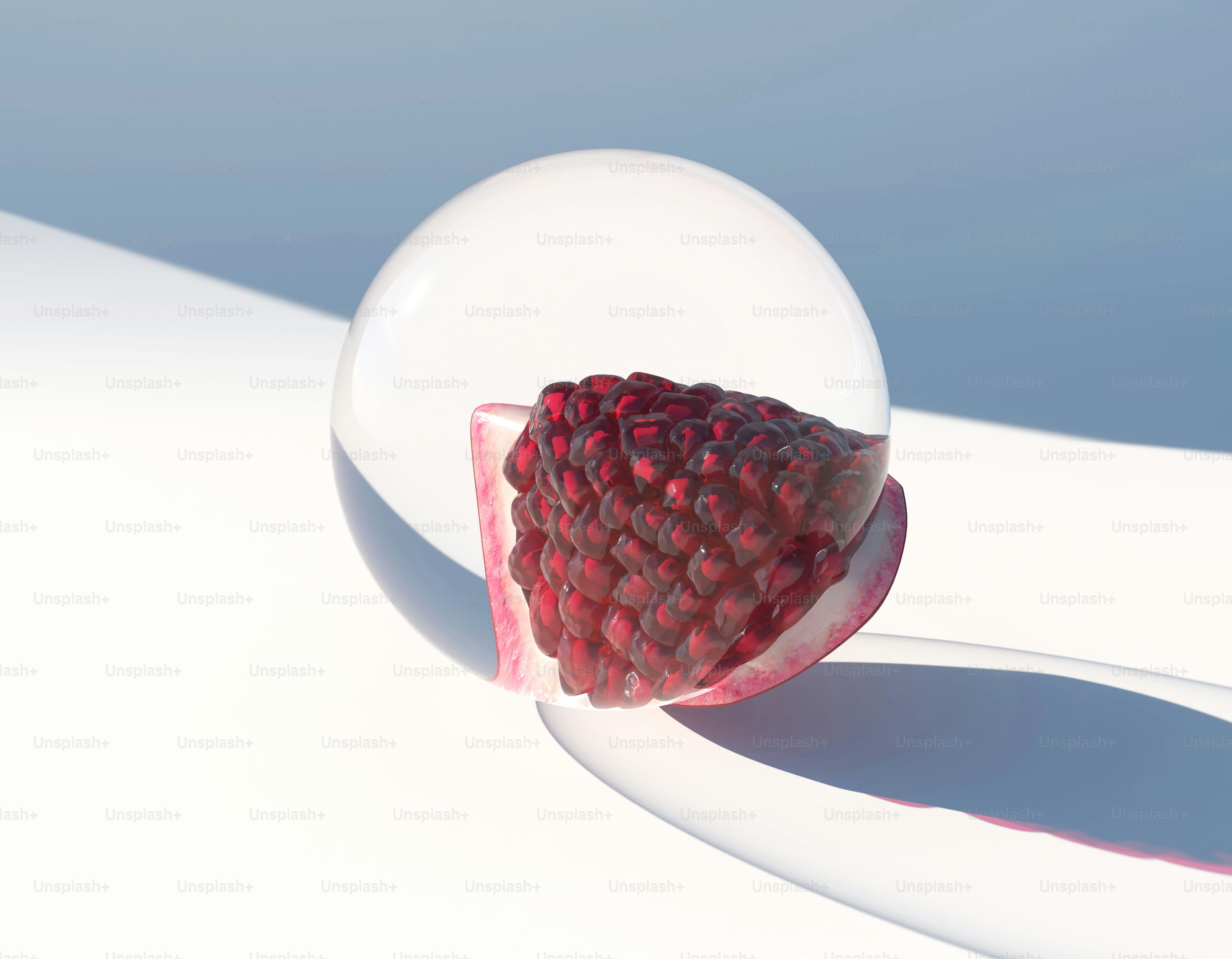 A slice of lychee fruit inside a glass sphere. photo – Food Image on ...