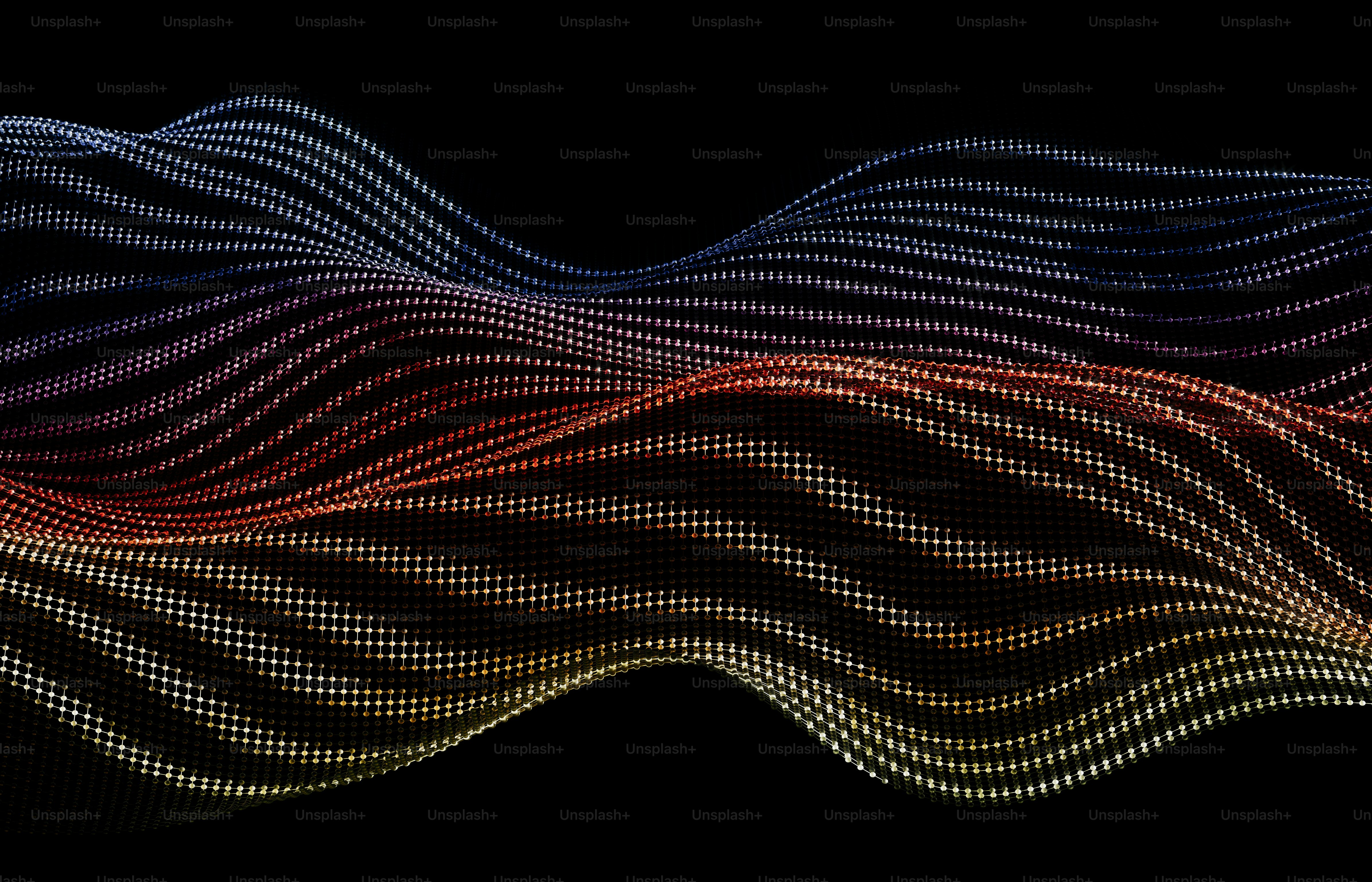 Abstract wavy lines made of dots on black background photo – Background ...