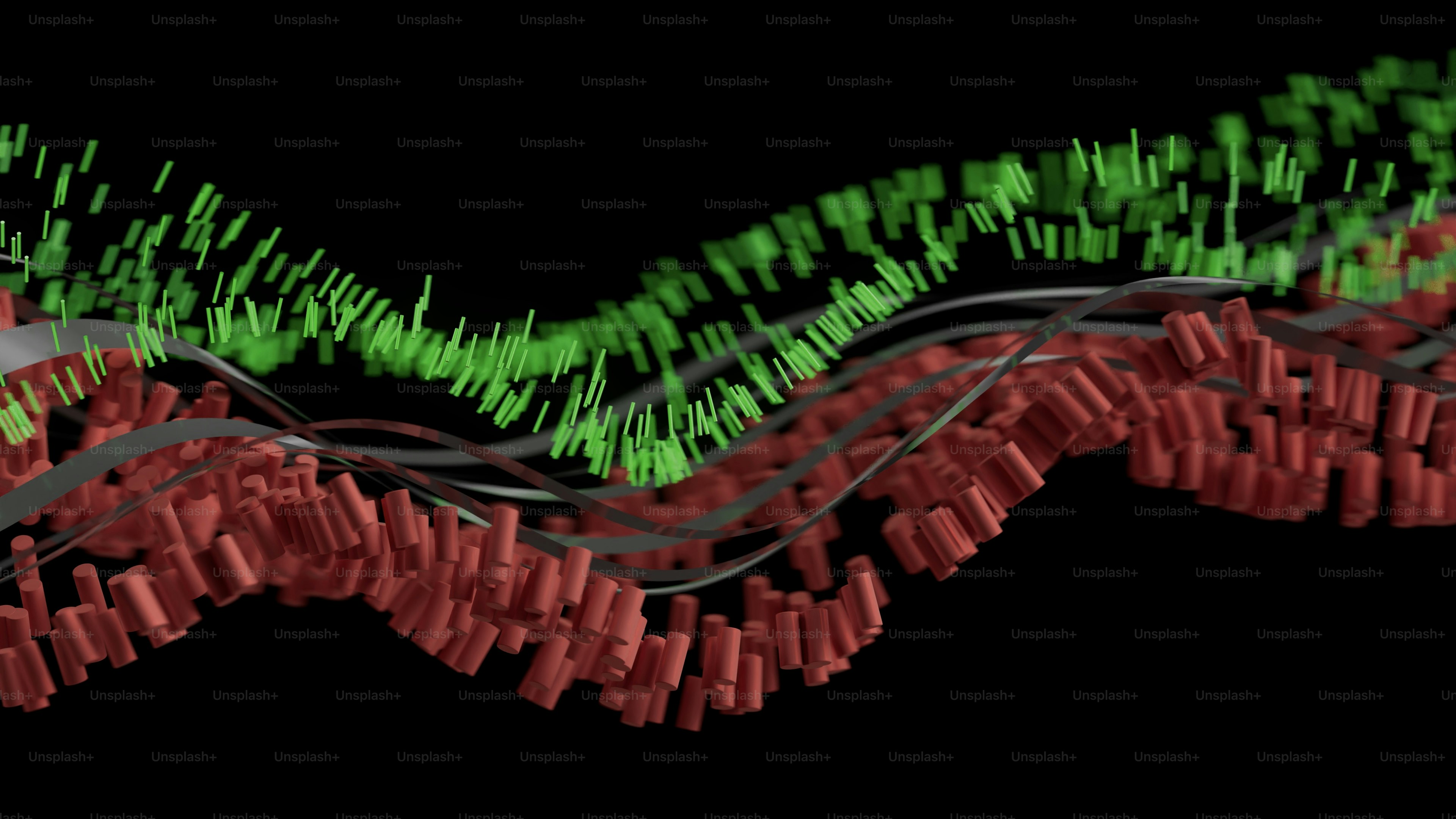 Abstract red and green strands on black background photo – Business ...