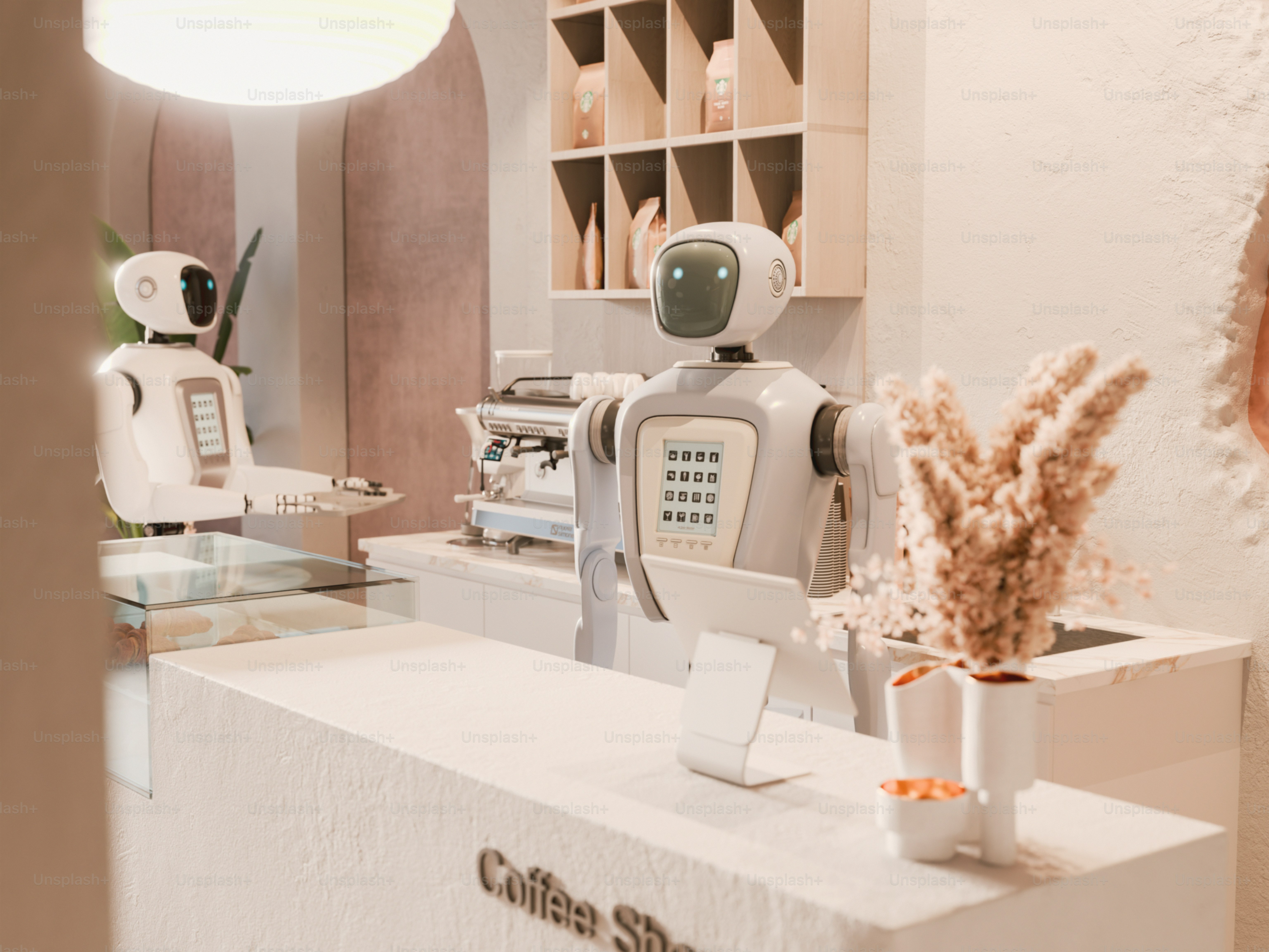 Robots working behind a coffee shop counter photo – Robot Image on Unsplash