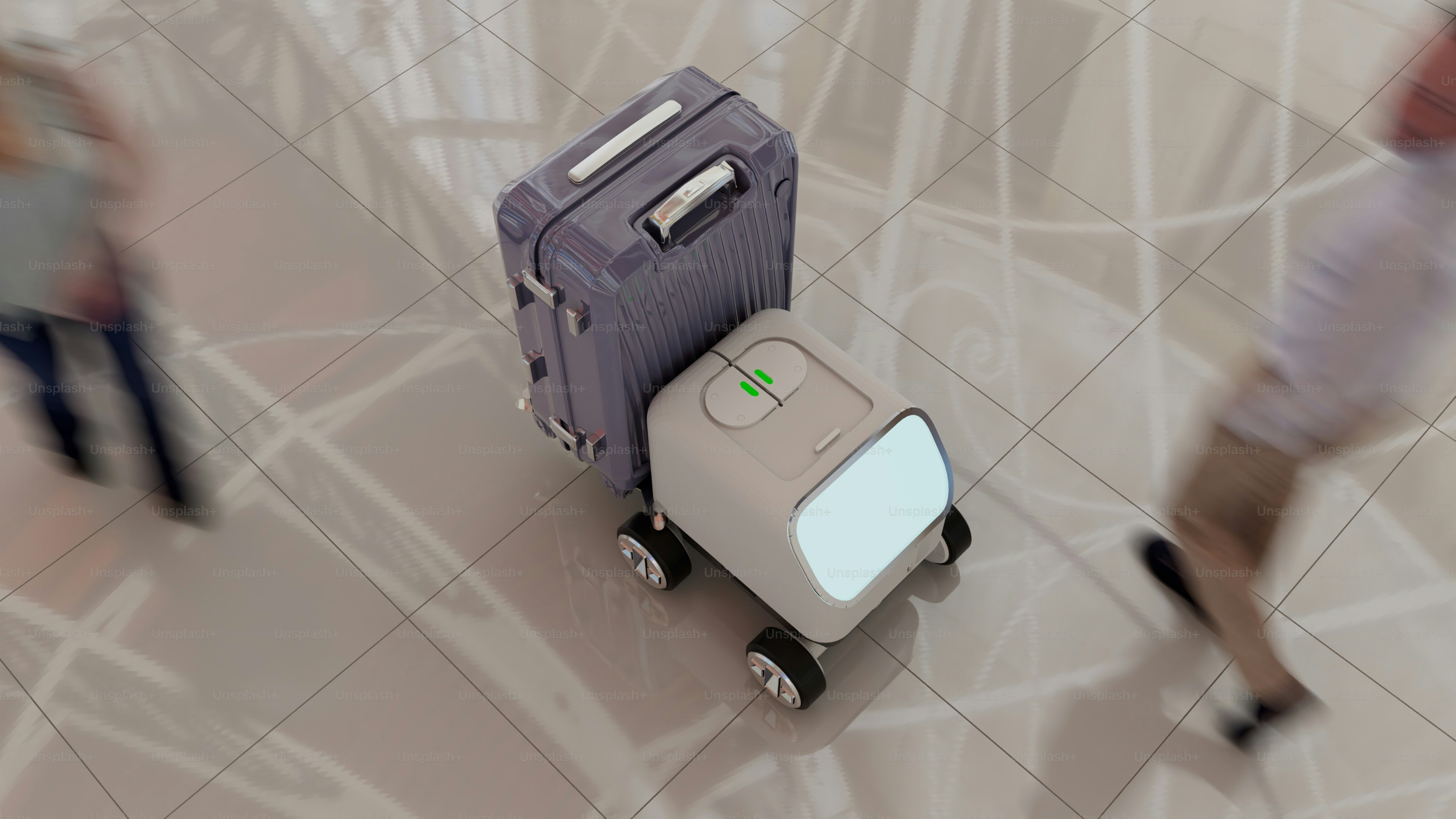 Robot carrying luggage through a modern lobby photo – Robot Image on ...