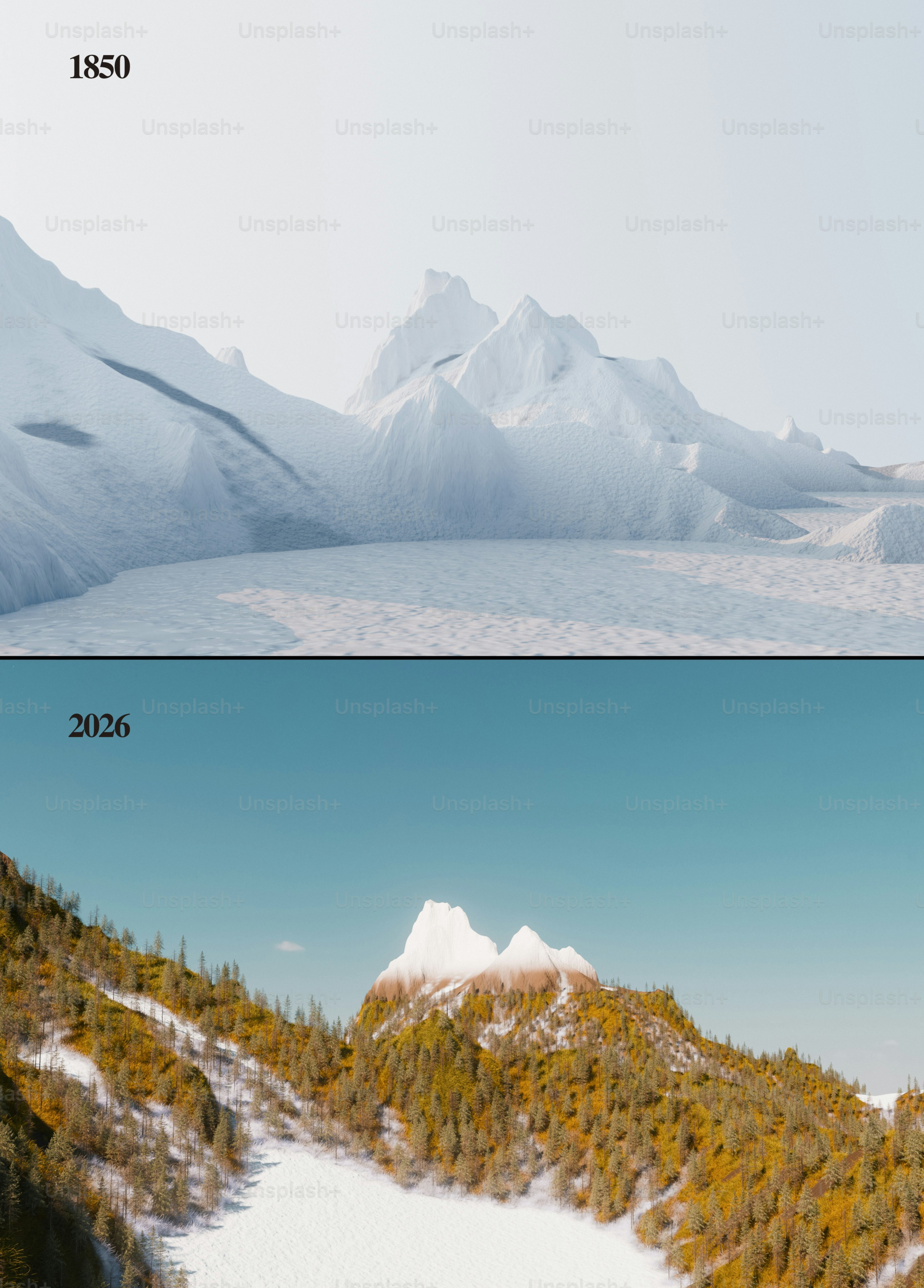 Arctic landscape comparison: 1850 vs 2026. photo – Climate change Image ...