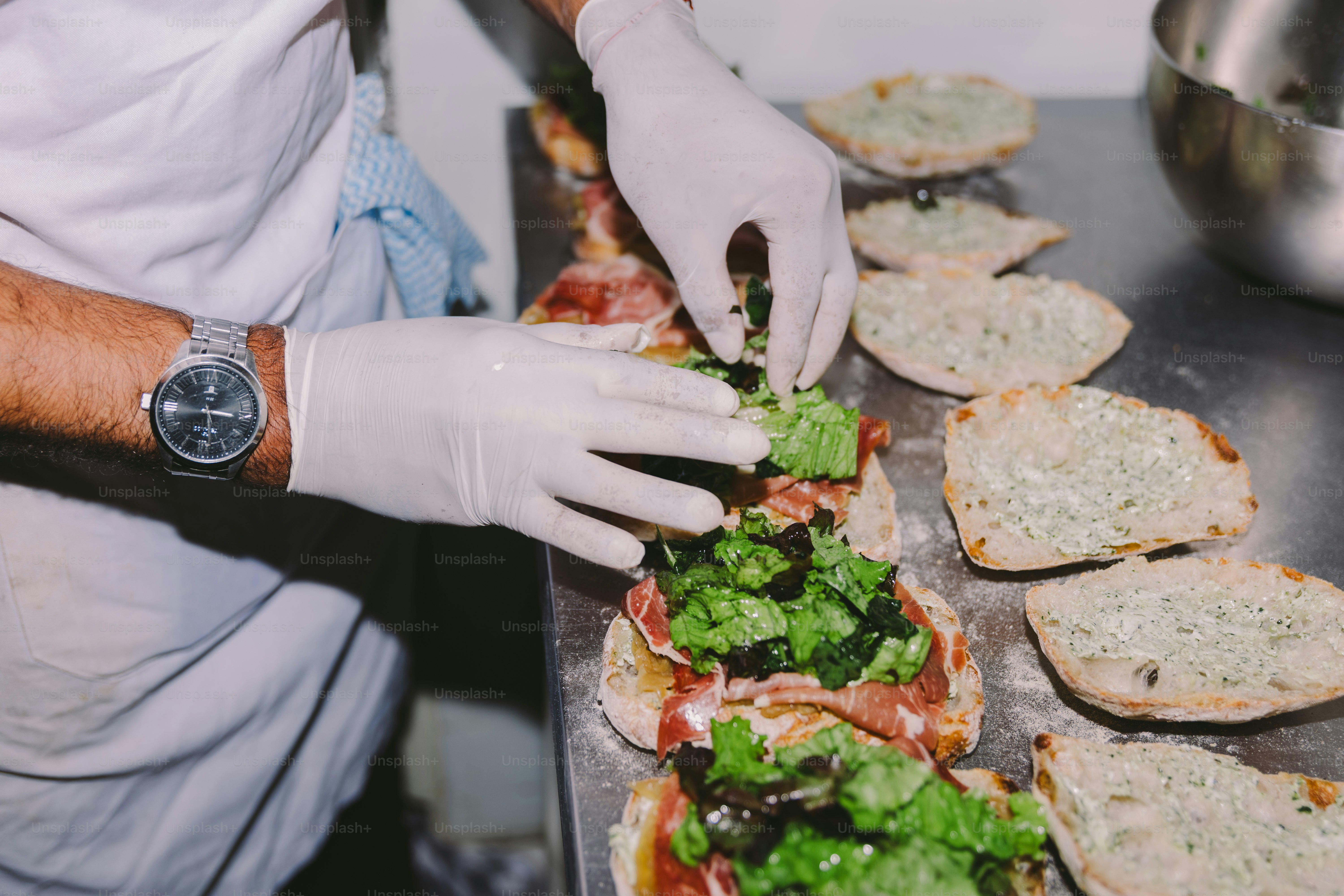 Chef preparing sandwiches with fresh ingredients photo – Kitchen Image ...