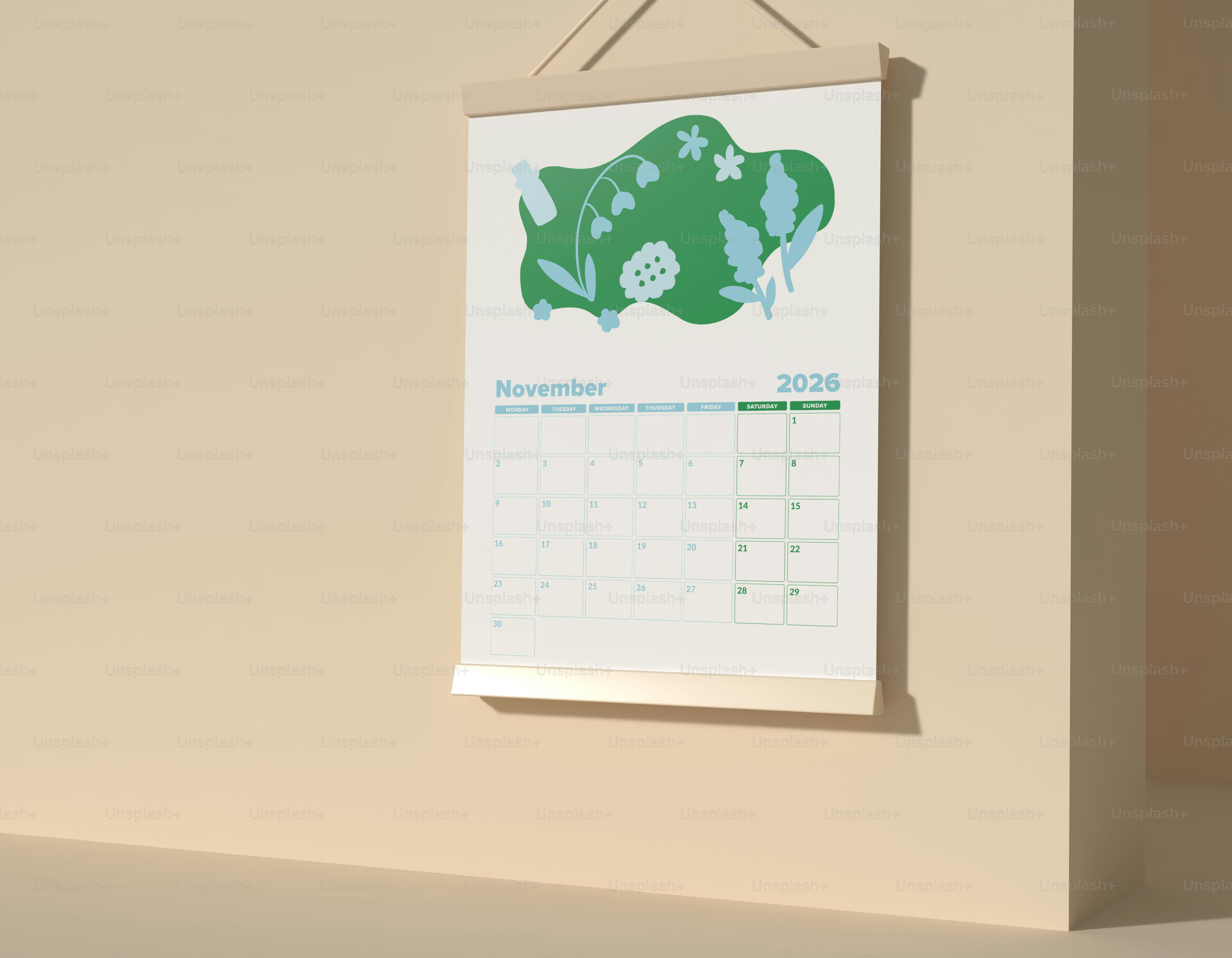 November 2026 calendar hanging on a wall photo – Graphic design Image ...