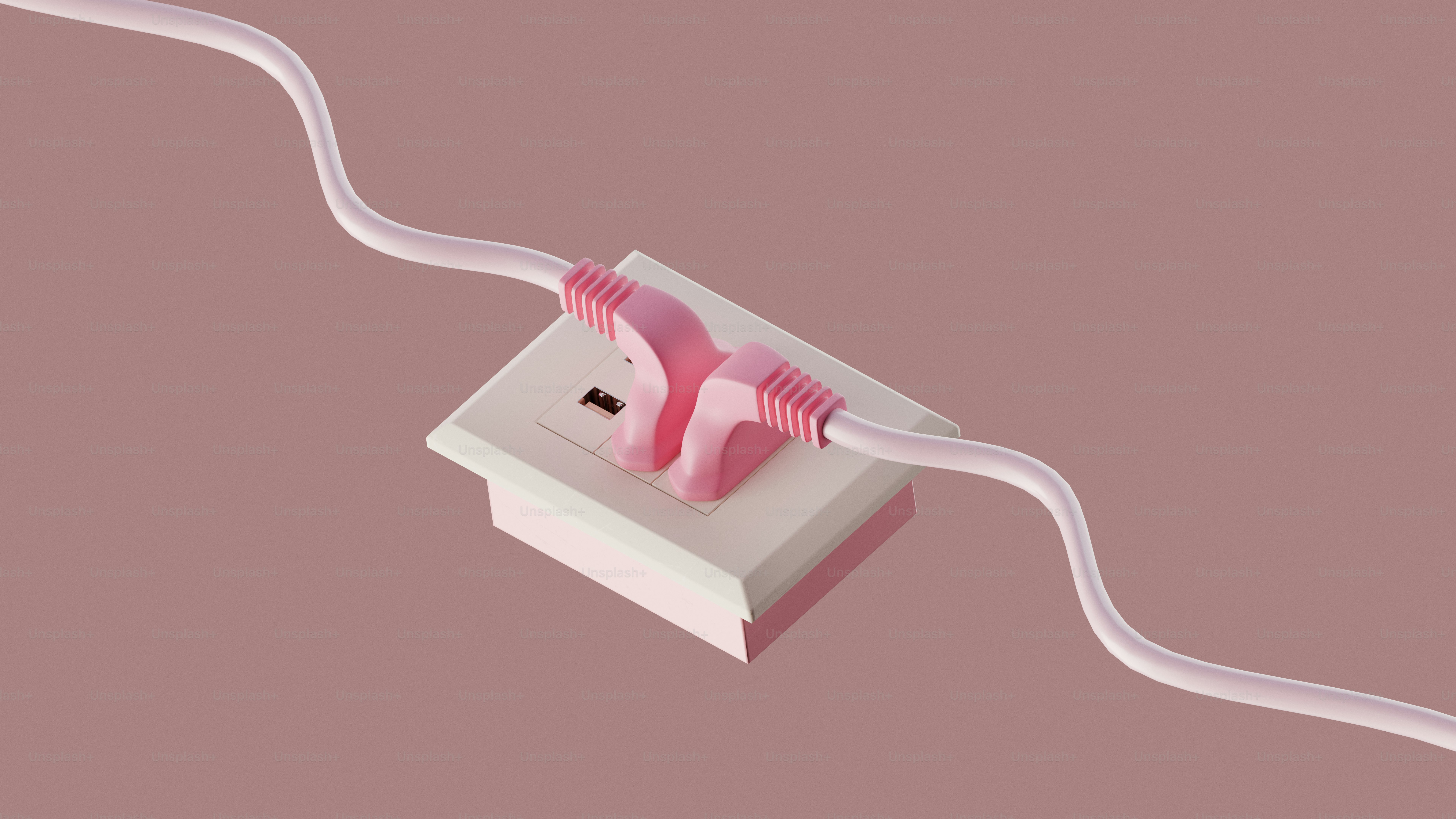 Pink and white cords form a circular knot pattern. photo – 3d render ...