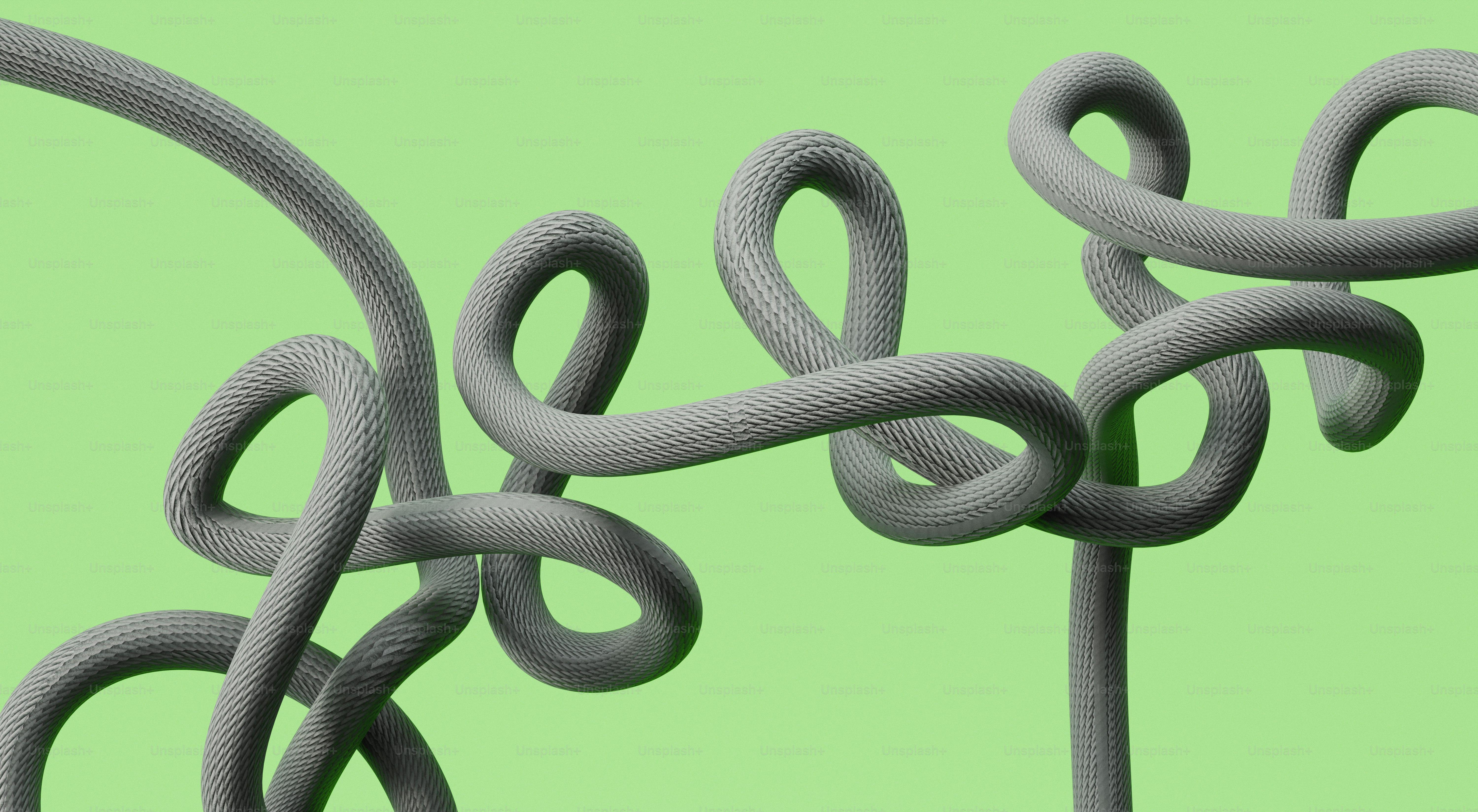 Gray abstract tubes on a green background photo – 3d render Image on ...