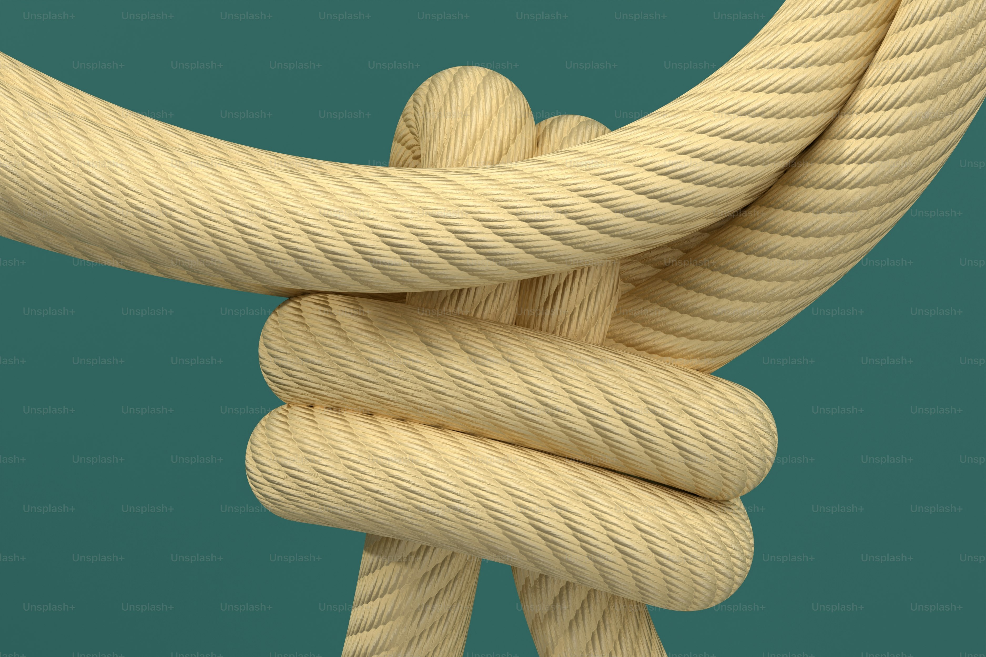 Close-up of a thick, tan rope tied in a knot photo – Design Image on ...