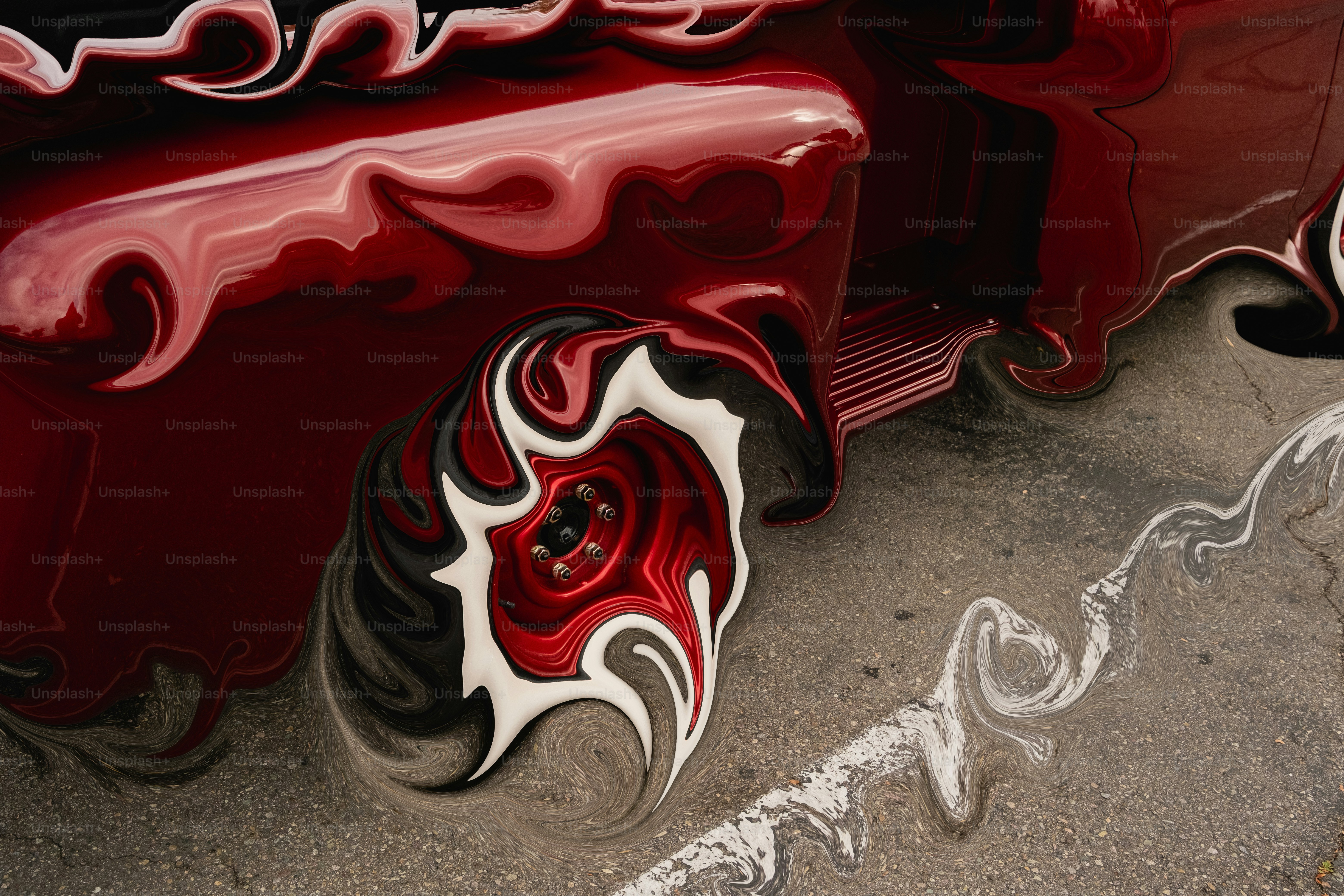 Abstract red car wheel with distorted paint photo – Car Image on Unsplash