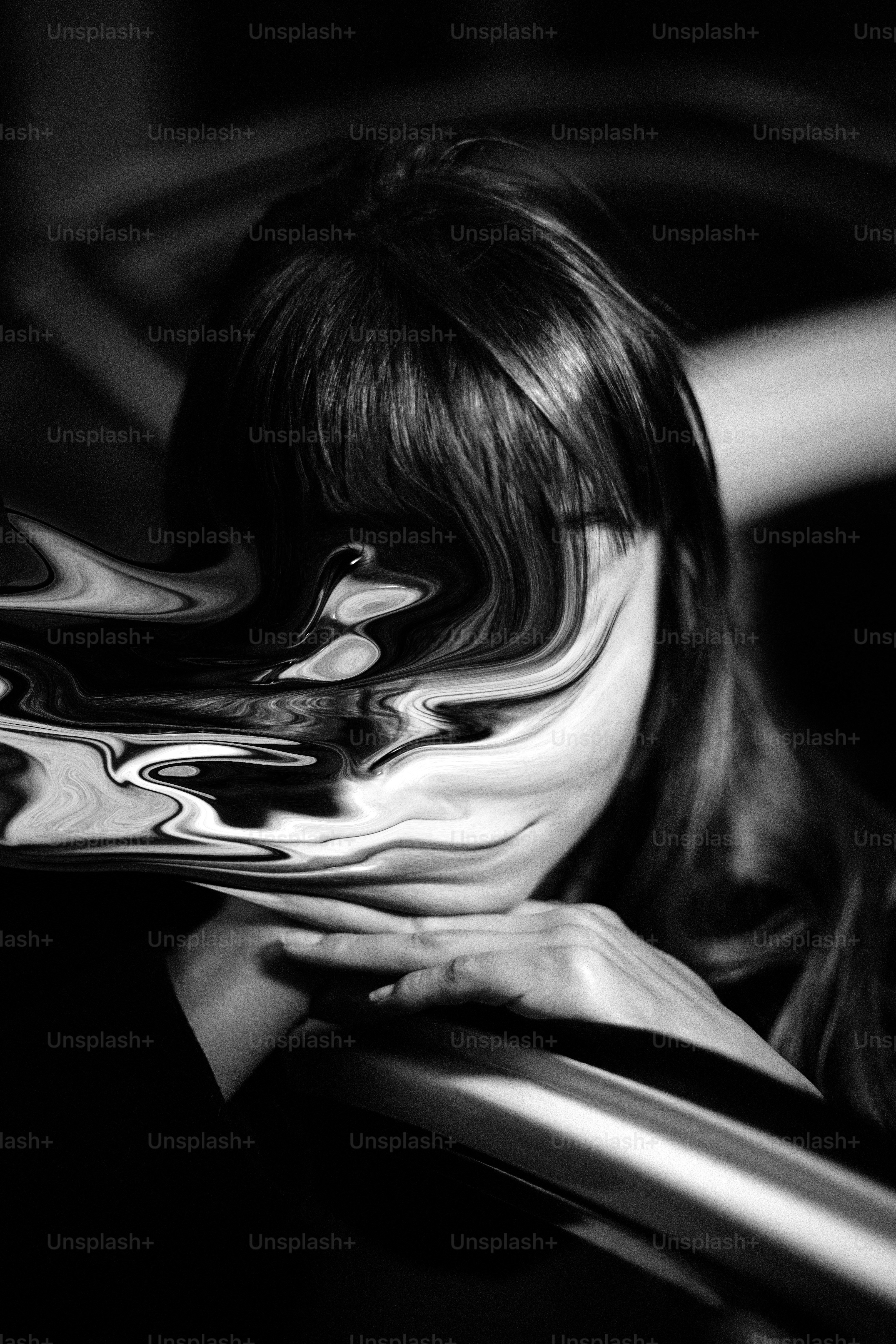 Abstract red form stretching on black background photo – Liquid Image ...