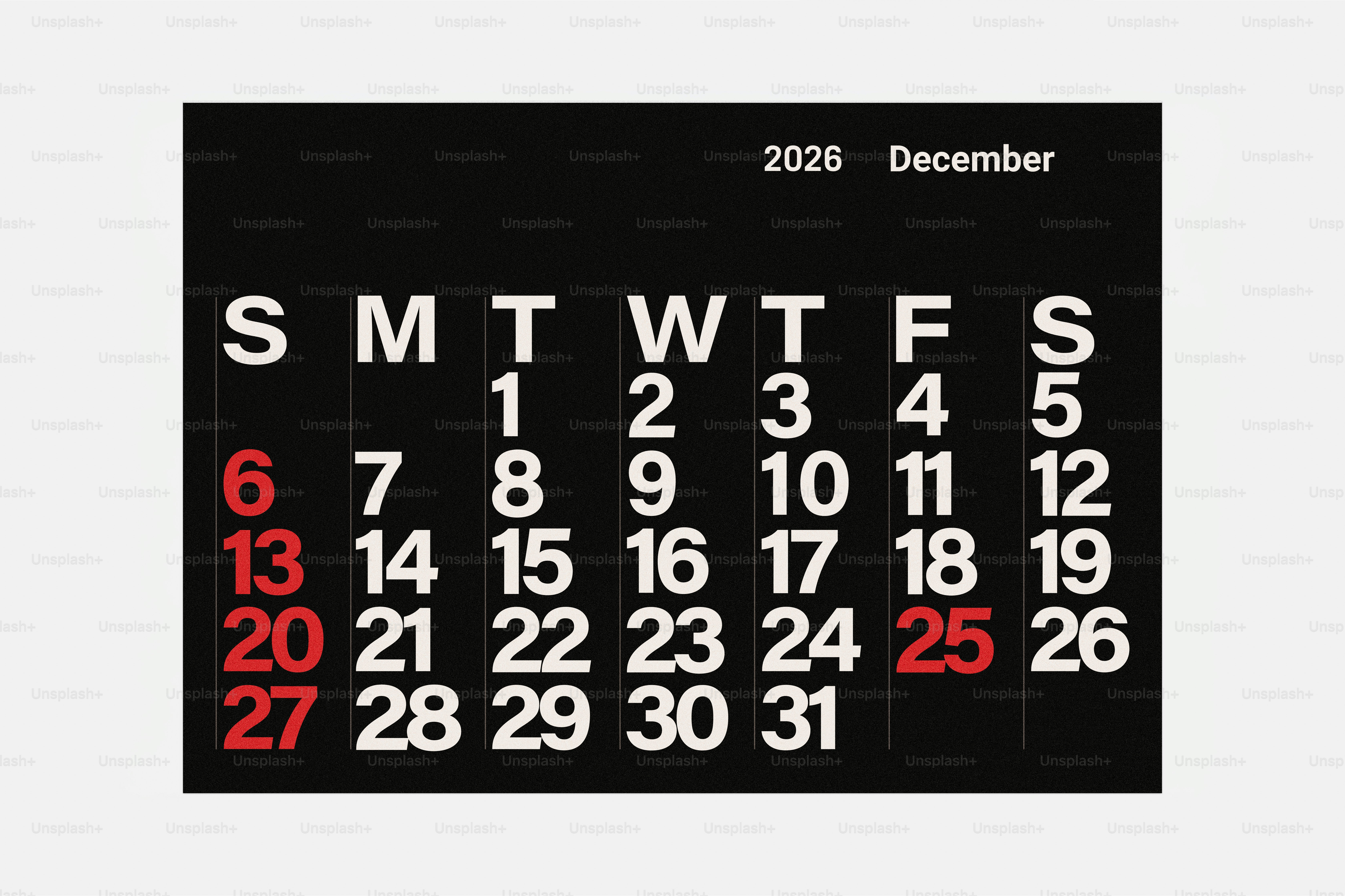 December 2020 calendar on black background photo – New year Image on ...