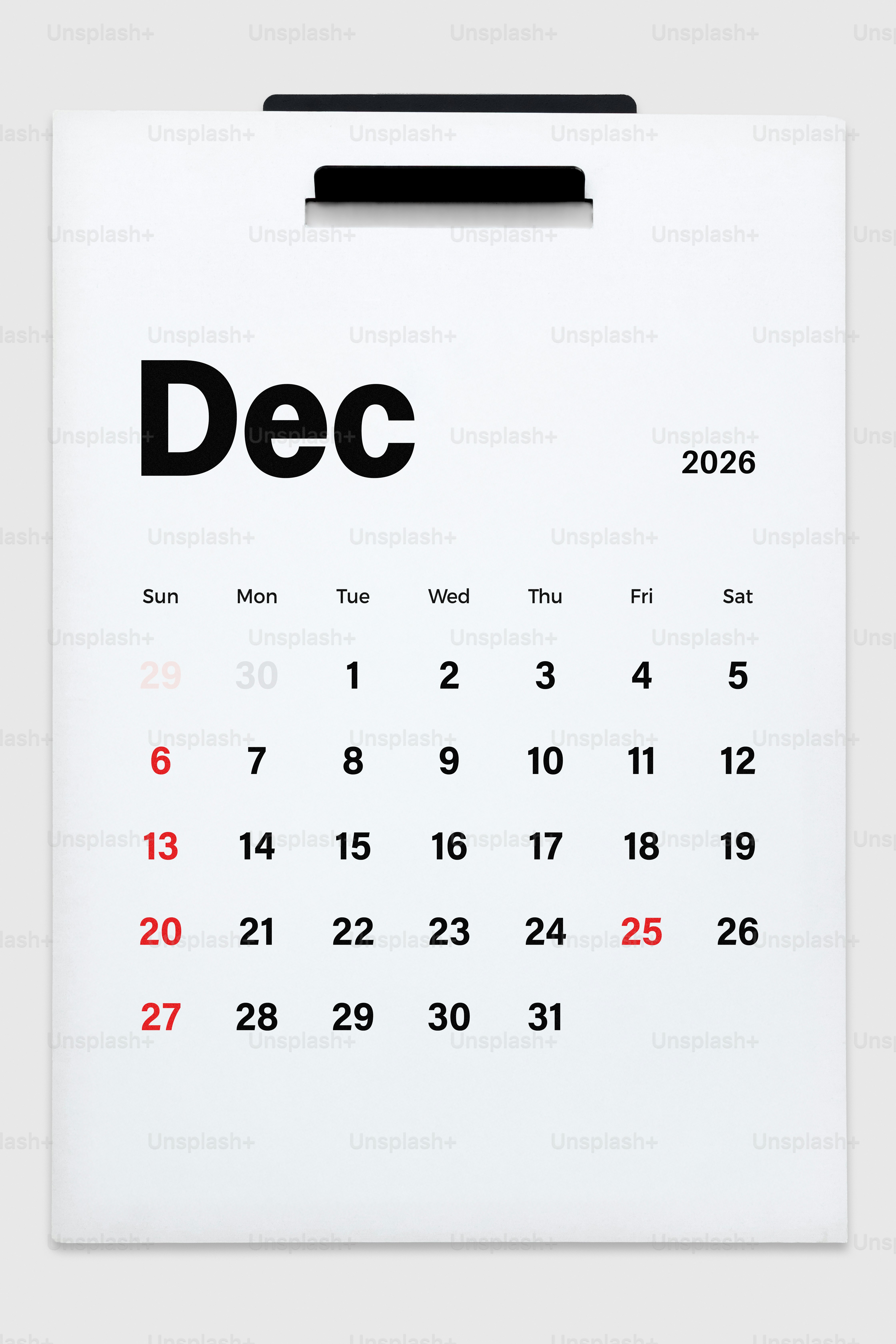 December 2026 calendar page with holidays marked dates photo – Planning ...