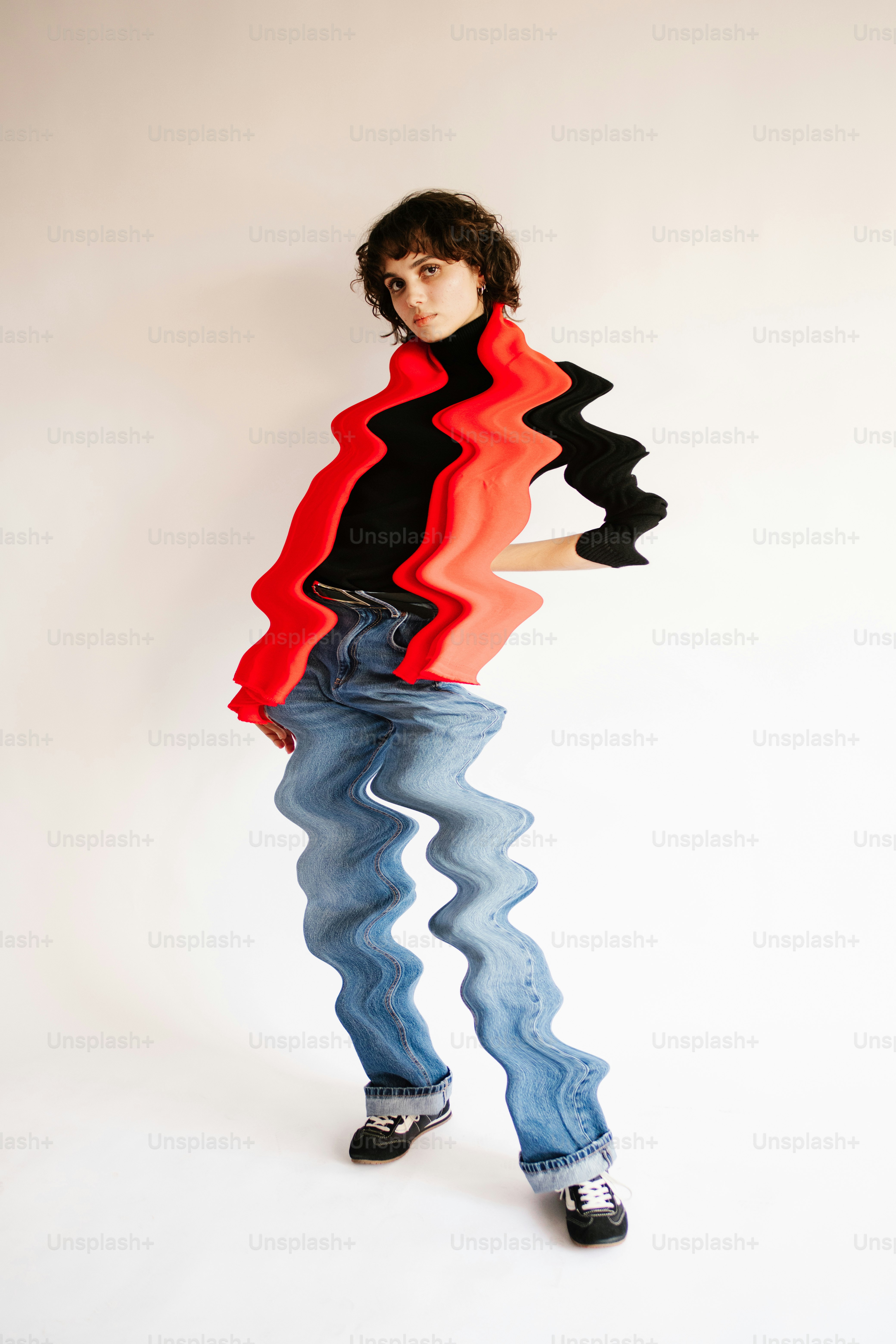 Woman in distorted clothing and jeans photo – Experimental Image on ...