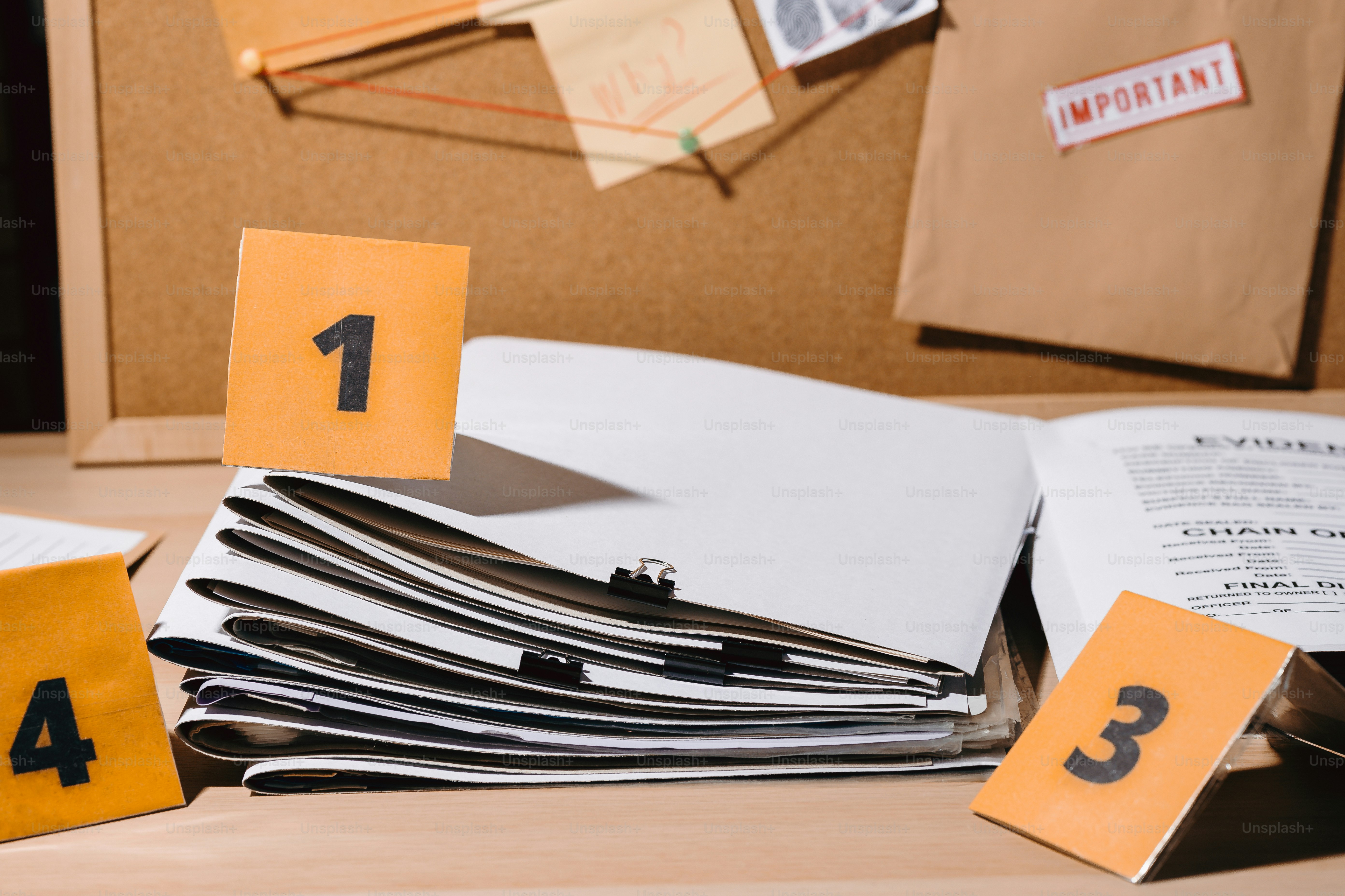 Crime scene evidence markers on papers photo – Documents Image on Unsplash