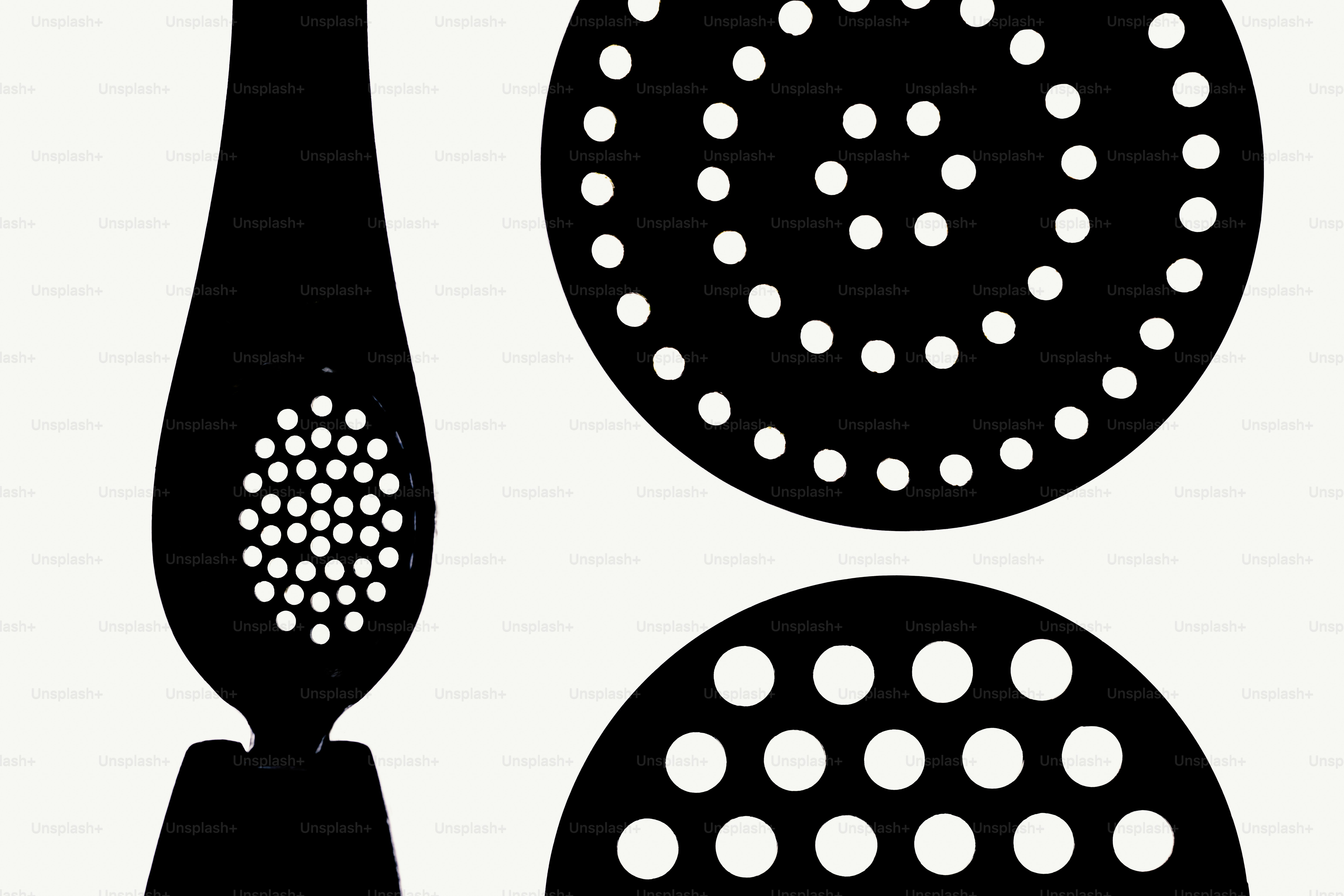 Black silhouette of kitchen utensils with perforated patterns. photo ...