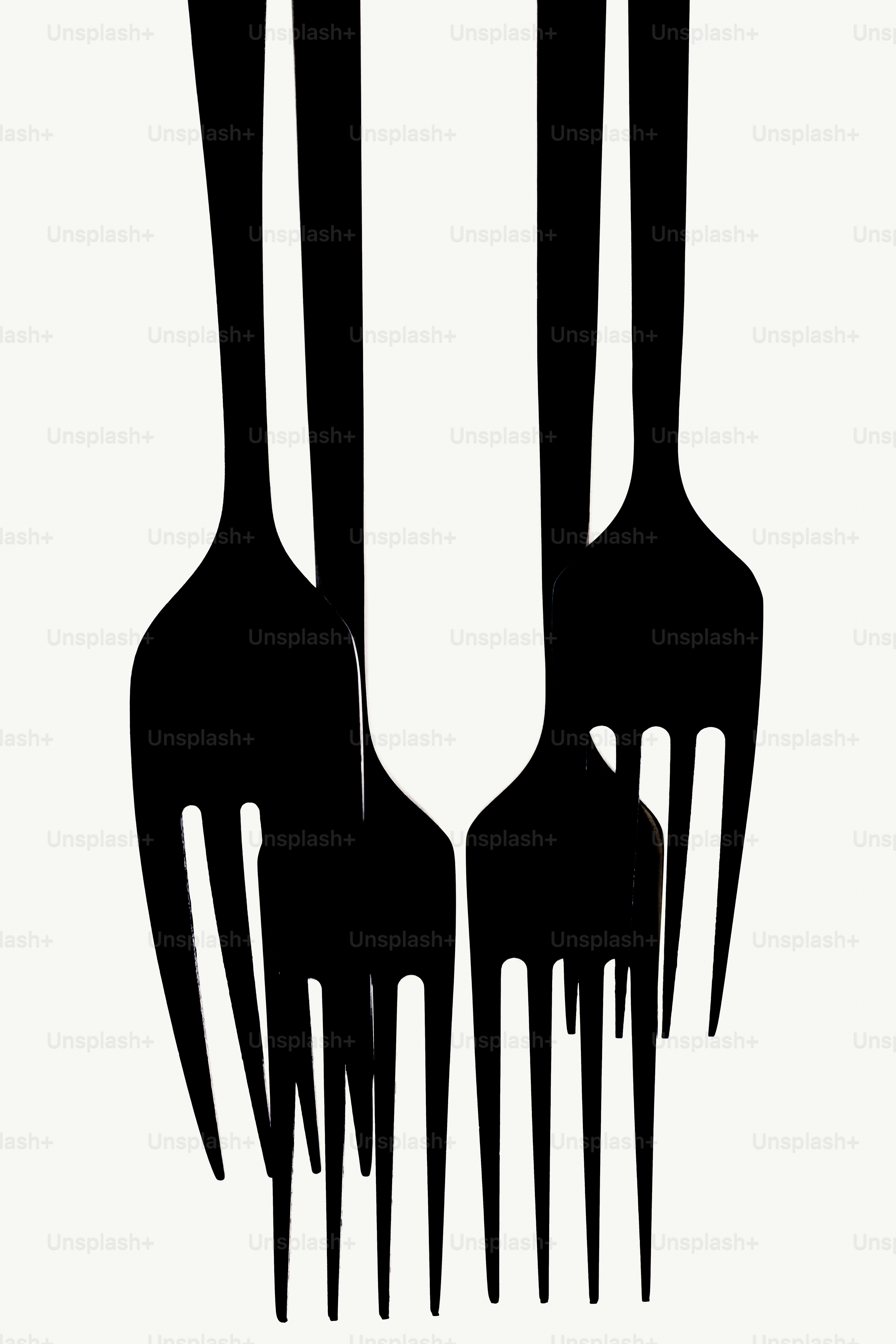 Four black forks against a white background. photo – Texture Image on ...