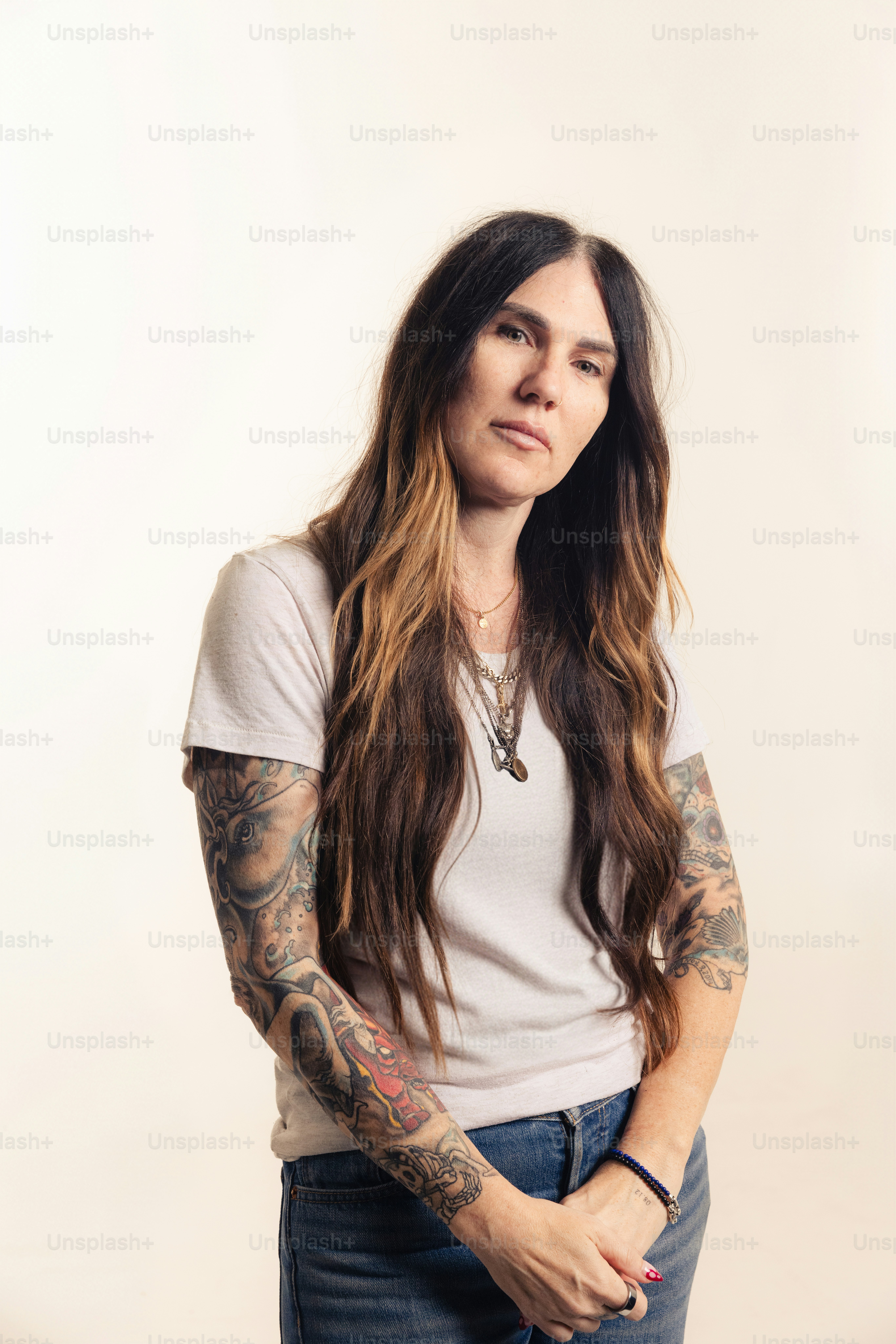 Man with mustache and nose ring against purple background photo ...