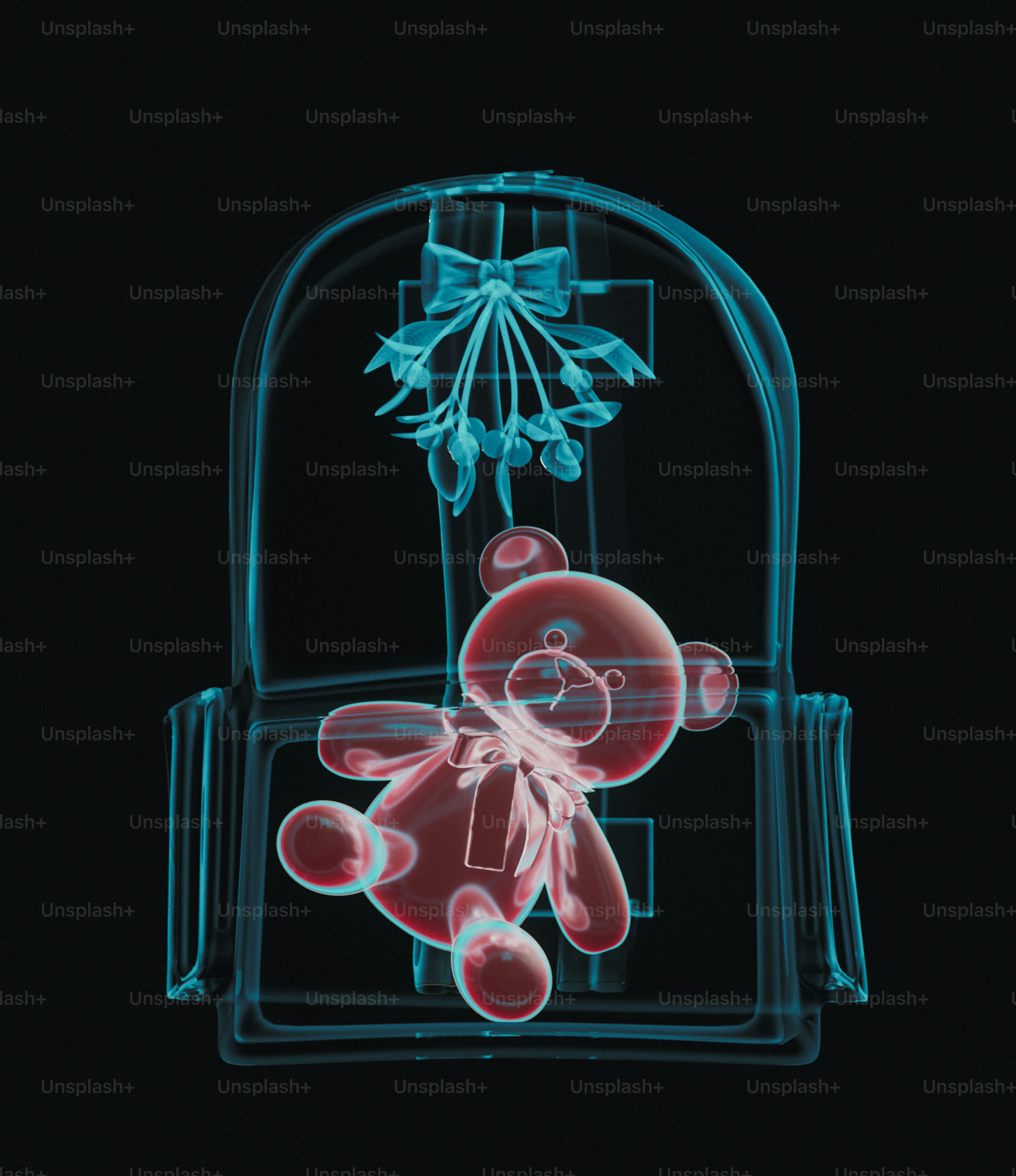 X-ray of a teddy bear inside a clear box photo – Christmas Image on ...