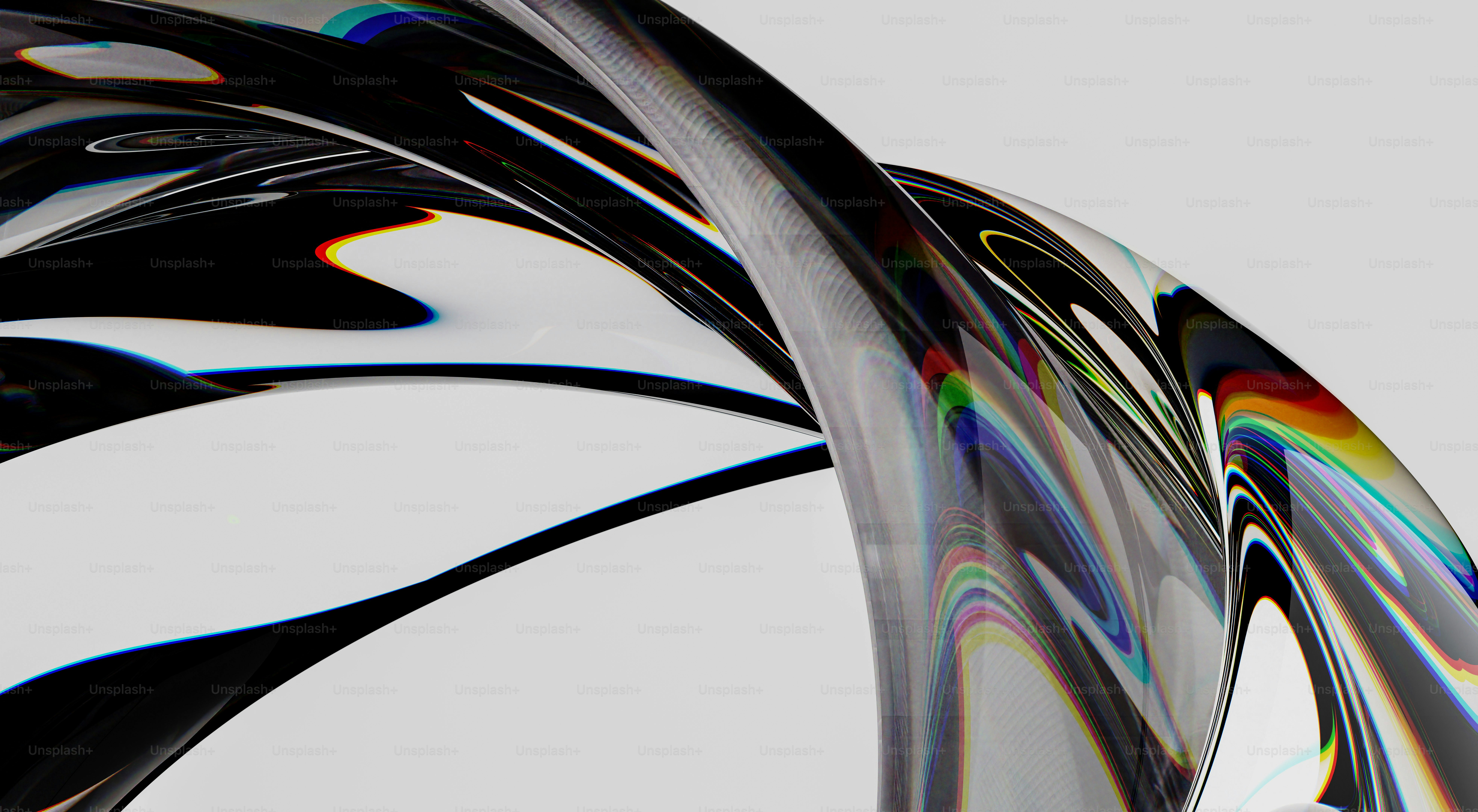 Abstract glass sculpture with rainbow light refraction photo ...