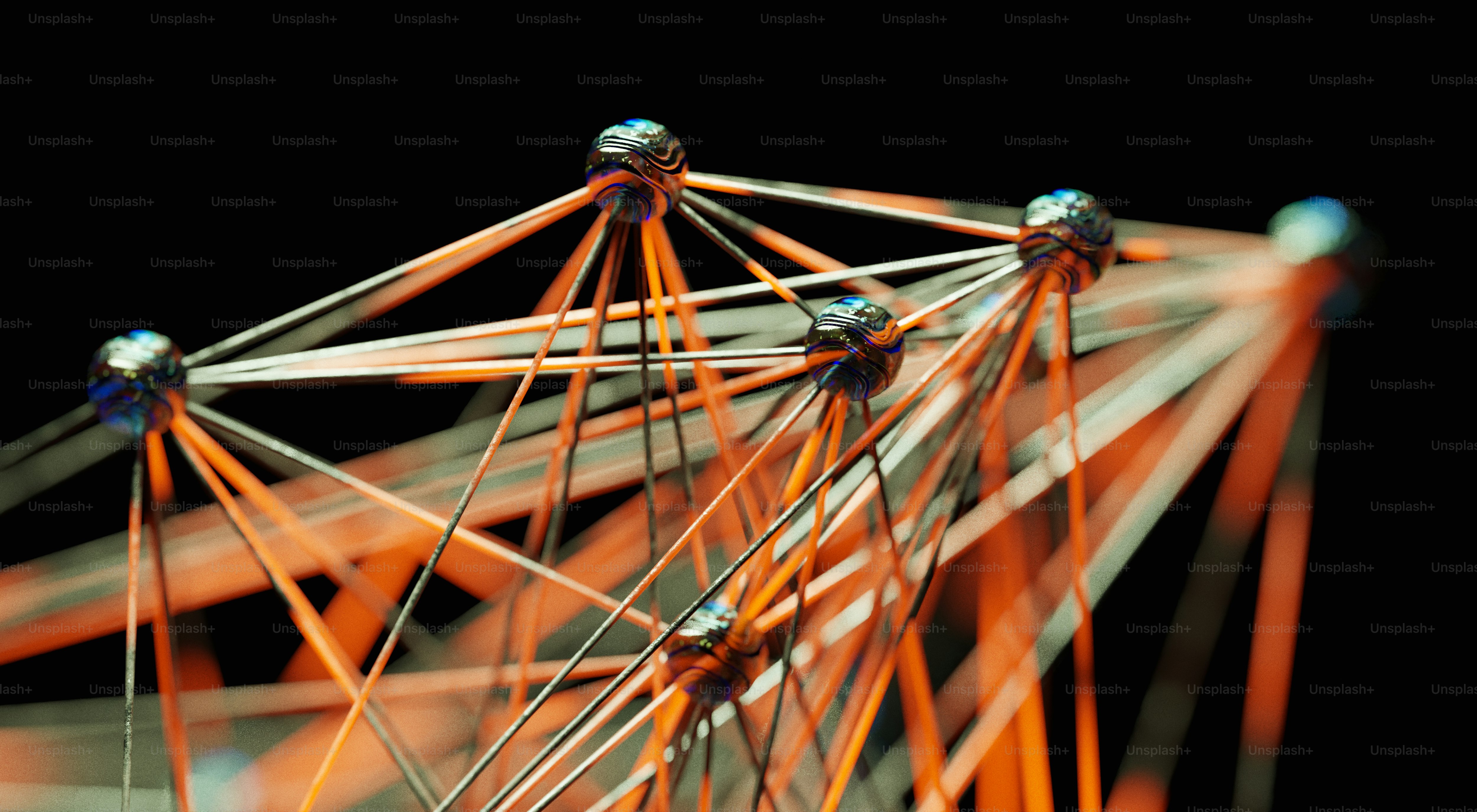 Abstract network of threads and nodes on pins photo – Abstract Image on ...