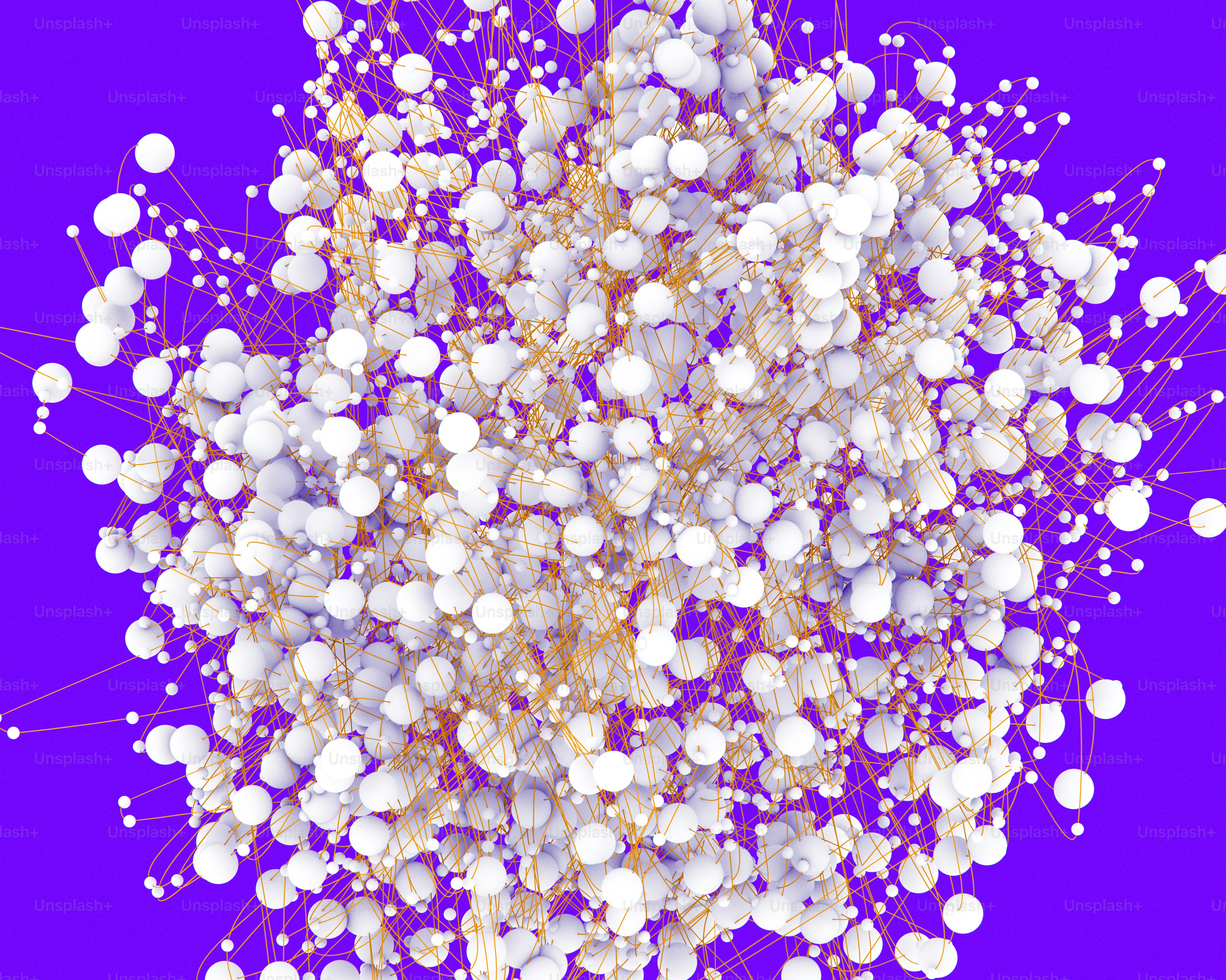 Abstract pattern of white spheres and blue lines on red photo ...