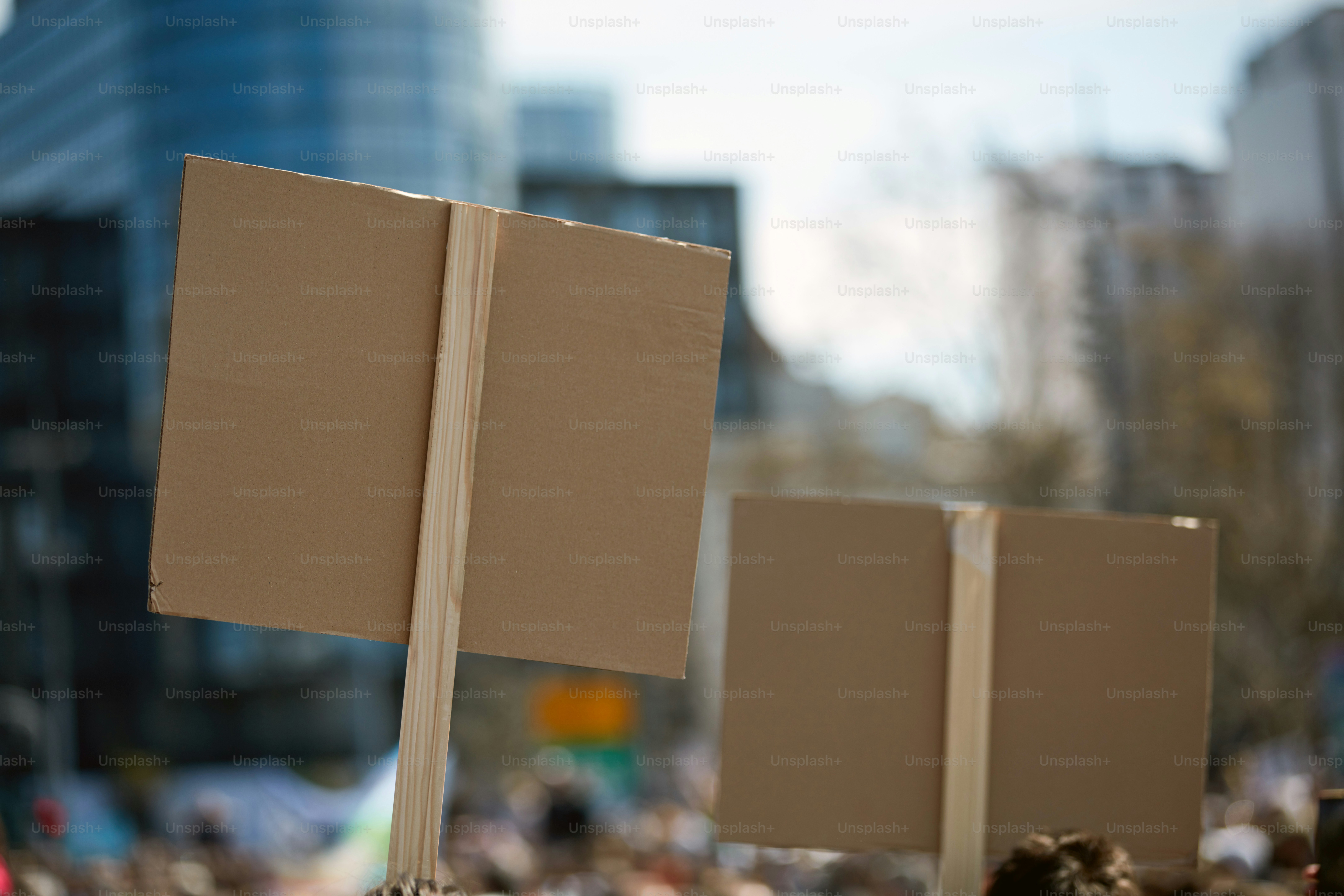 Protesters holding placards and signs on the streets. photo – Crowd ...