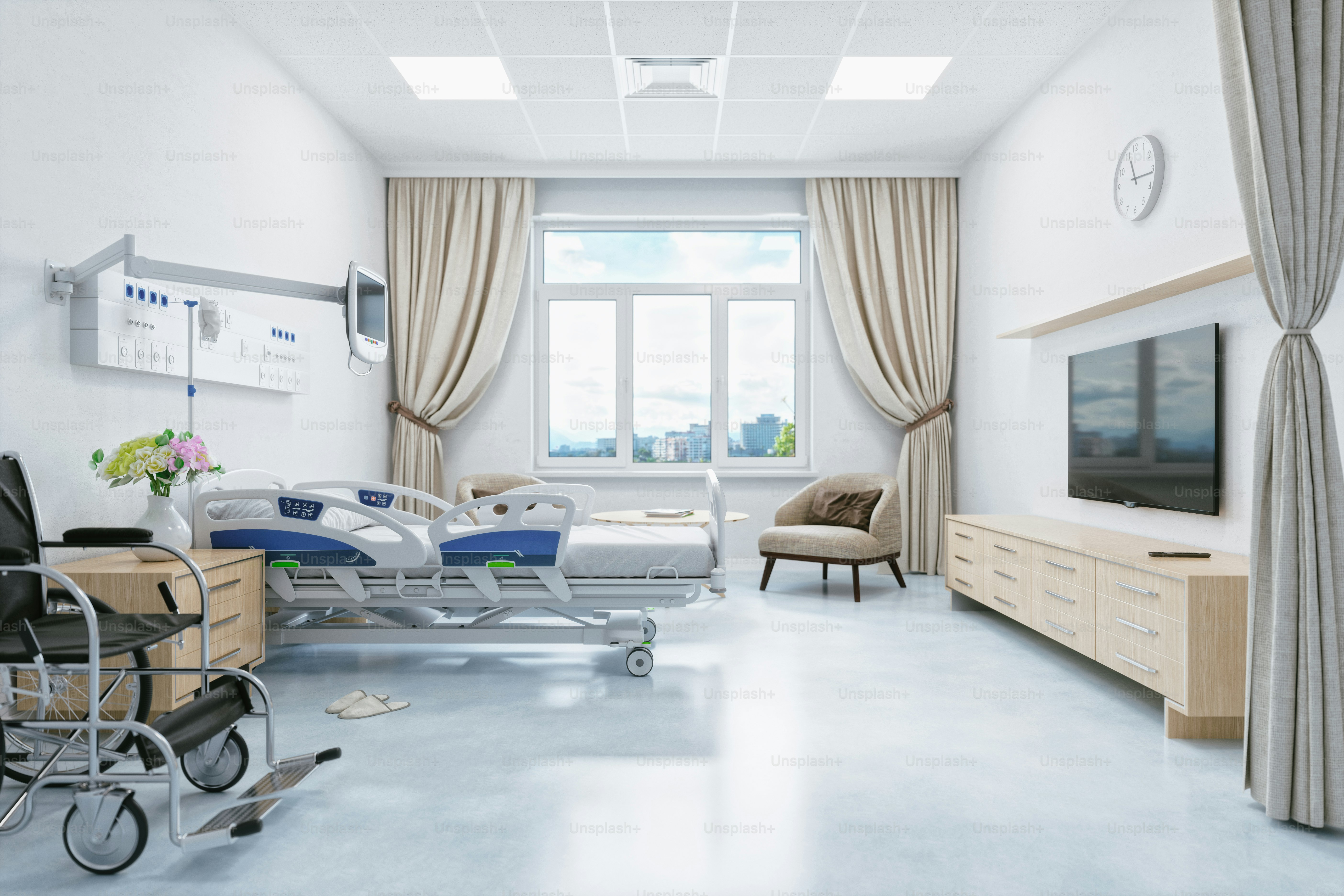 Interior de una habitación de hospital moderna. foto – Imagen de ...