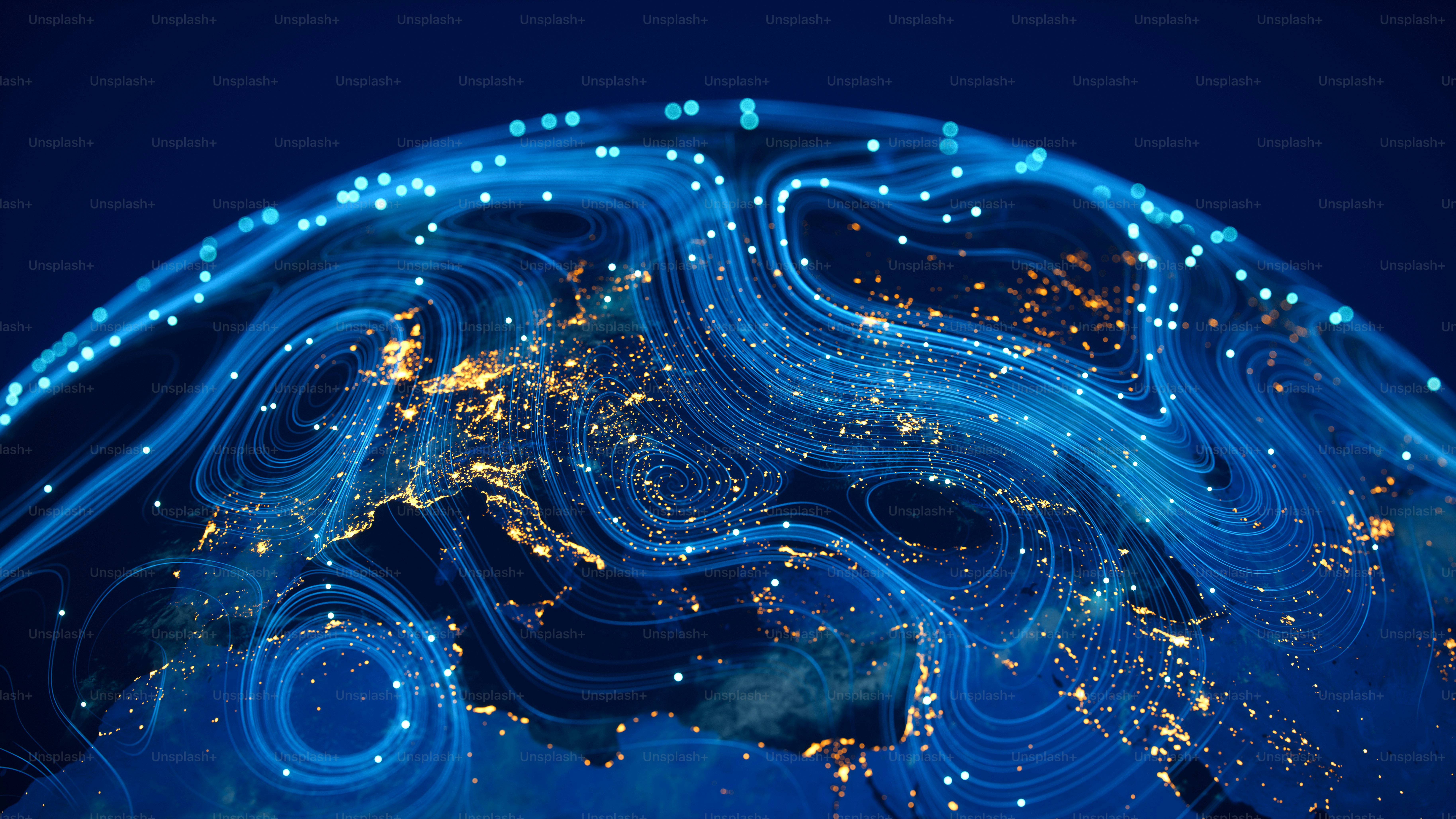 The flow of data across a connected world.(World Map Courtesy of NASA ...