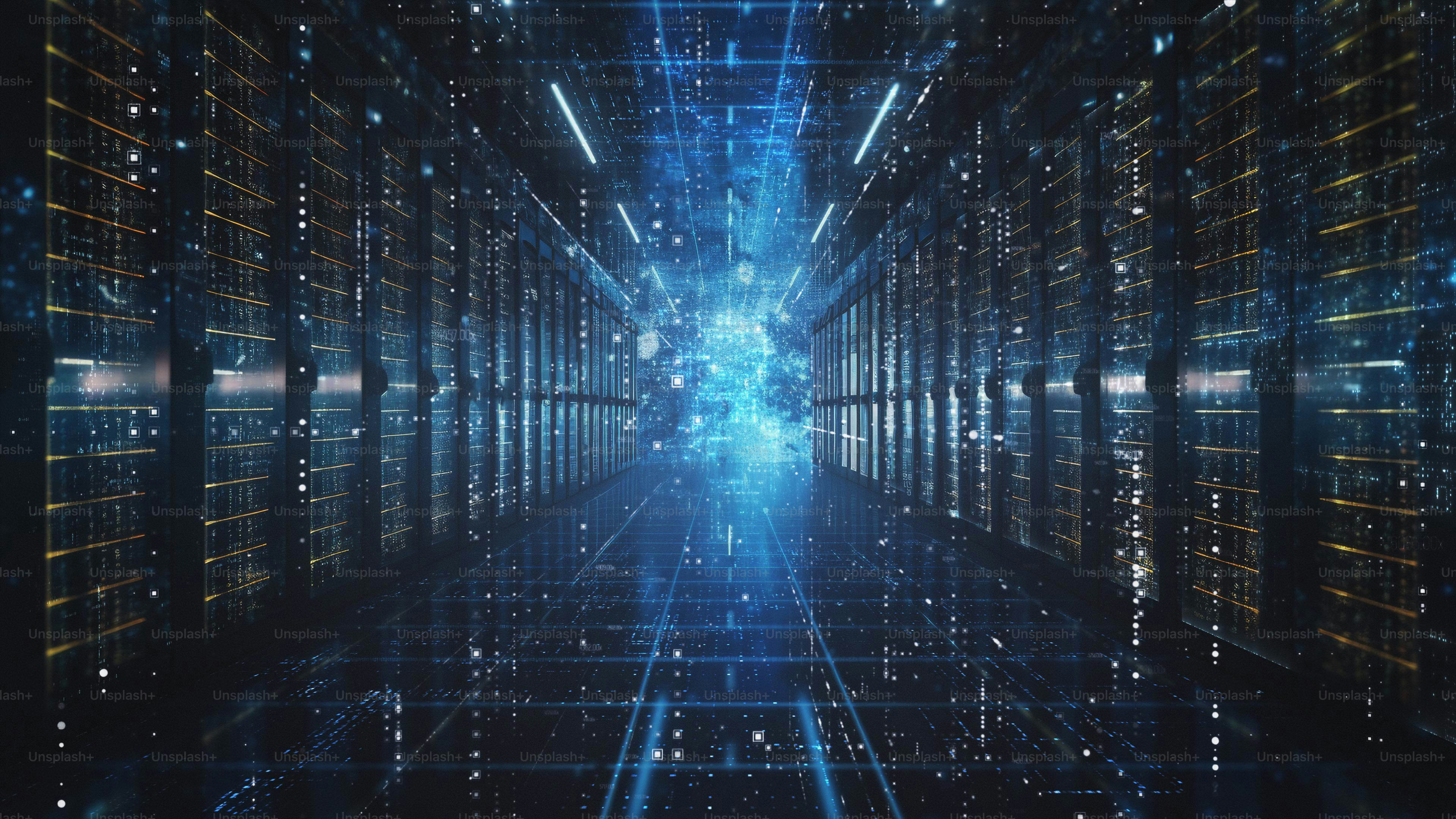 Data Center Animated Digitalization Of Information Stream Moving