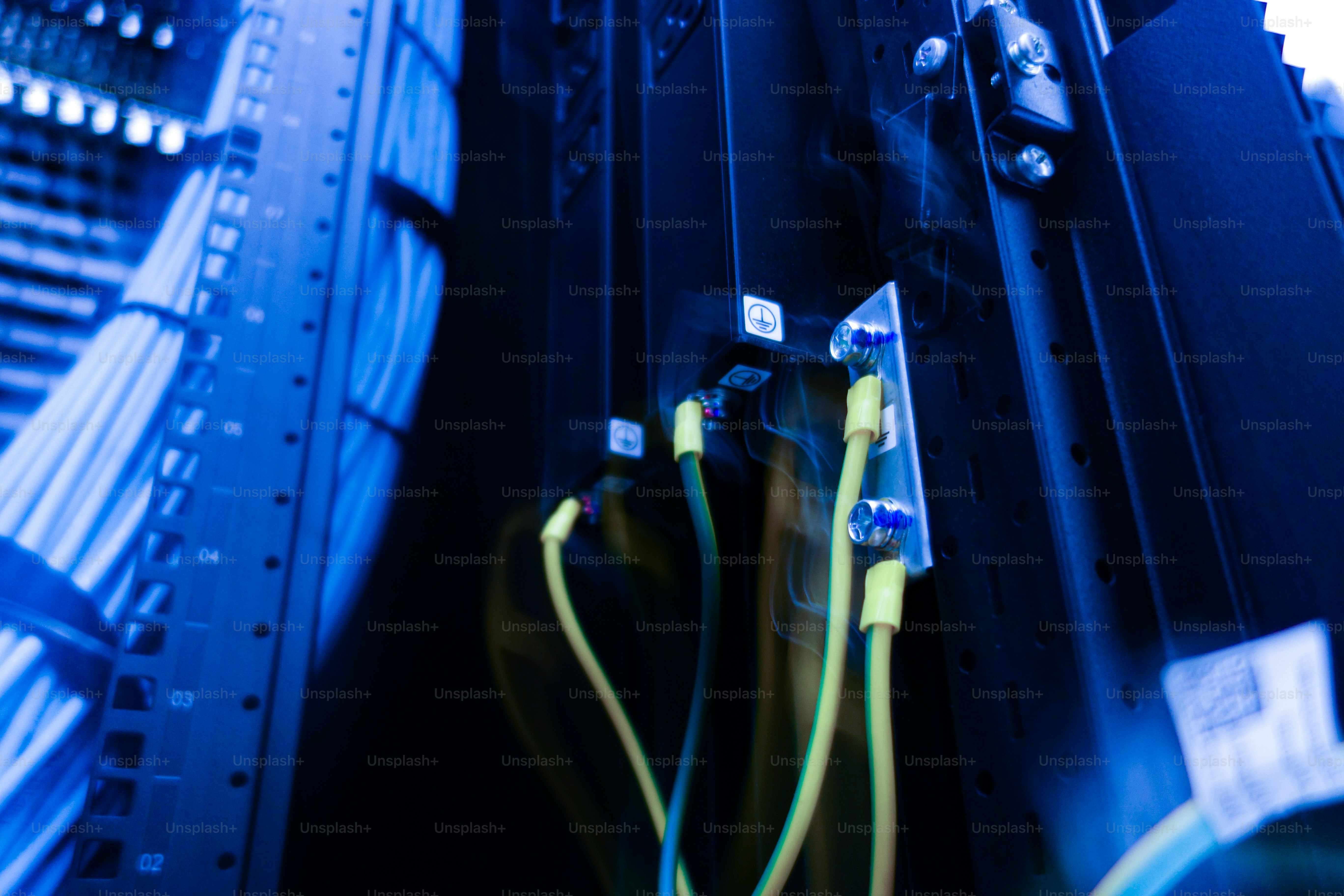A visually striking view of organized network cables in a data center ...