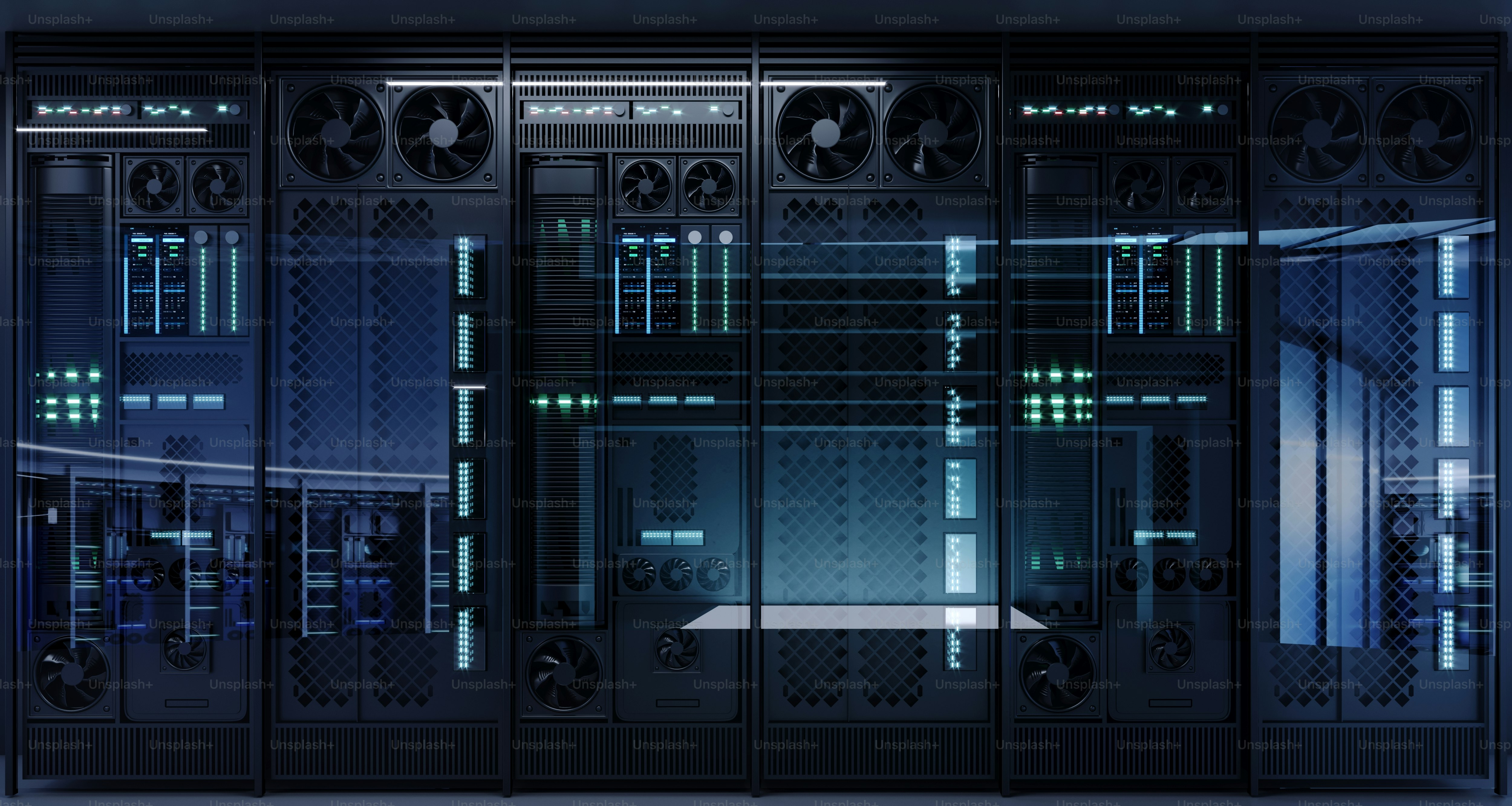 3d illustration. Concept interior of a data center or server photo ...