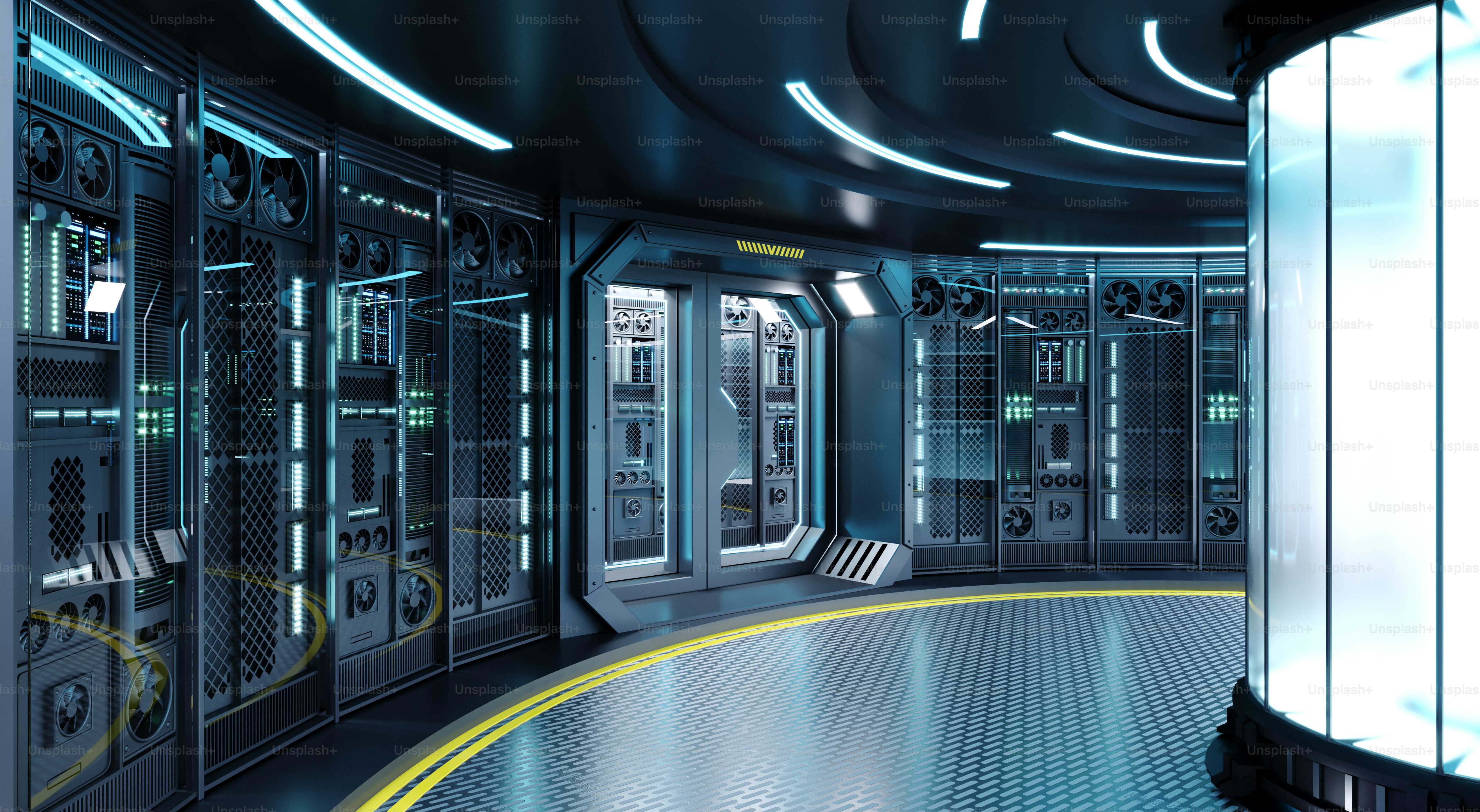 3d illustration. Concept interior of a data center or server photo ...