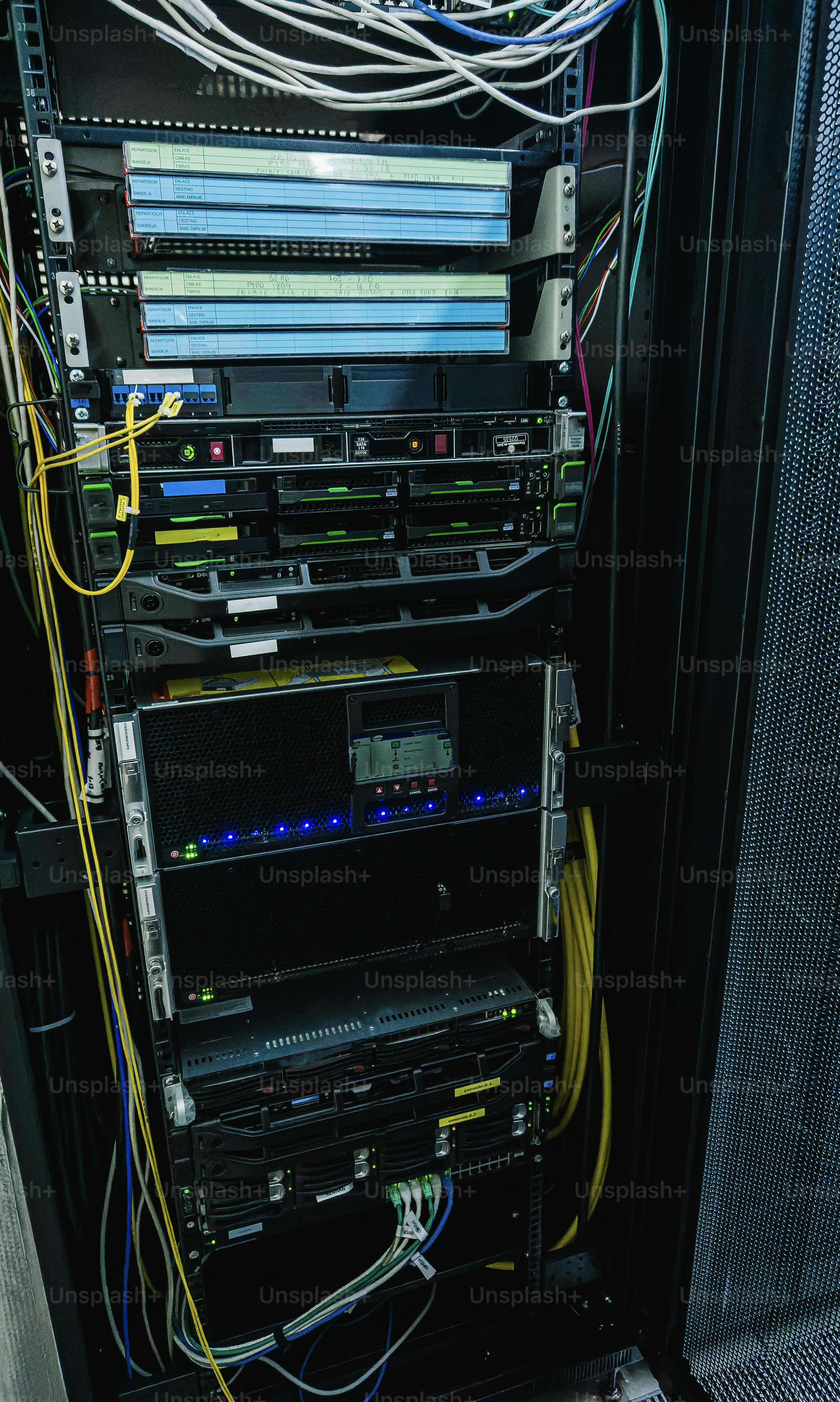 Inside the room where several powerful server cabinets are located ...