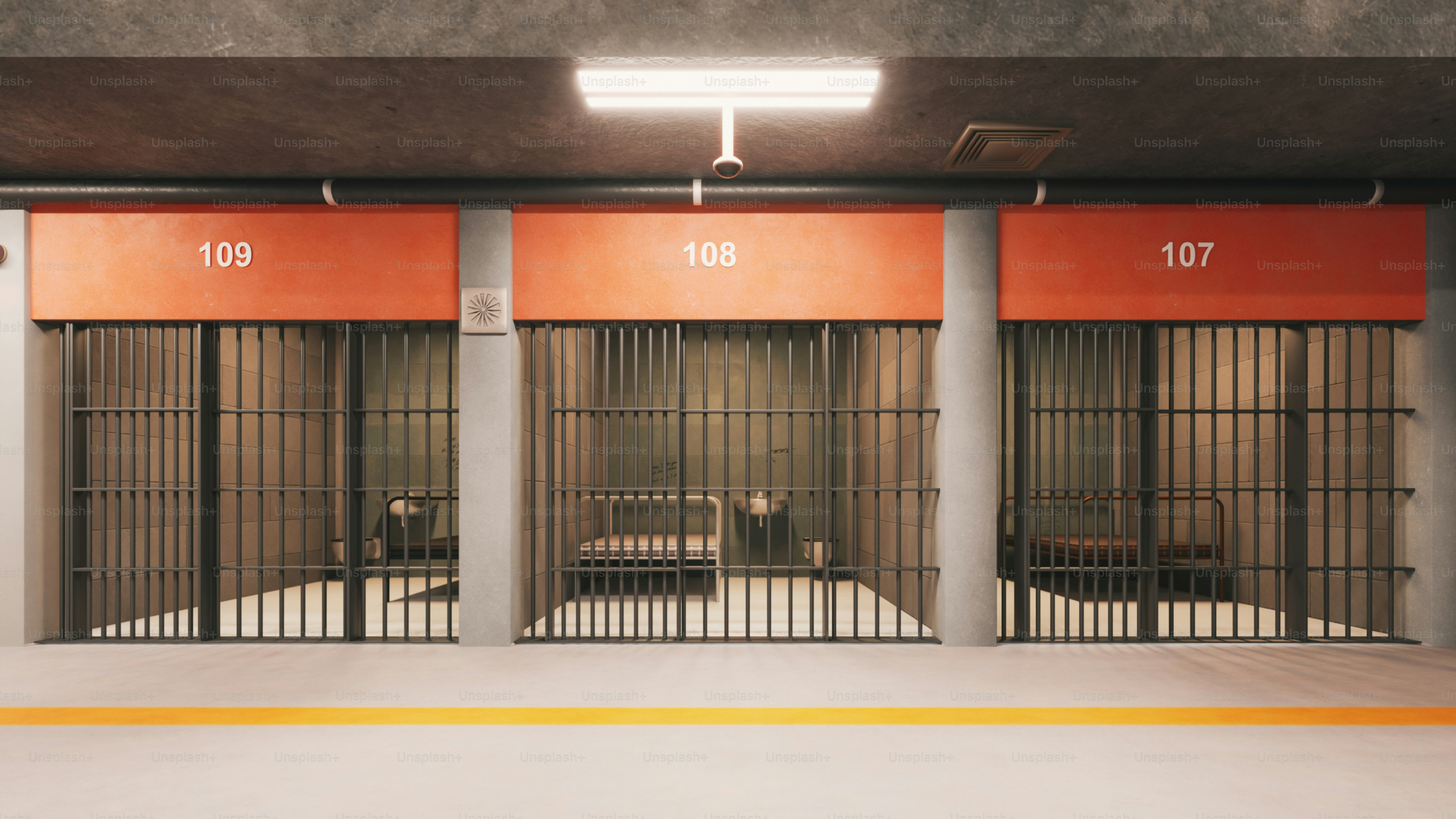 Three jail cells with numbered doors photo – Interior Image on Unsplash