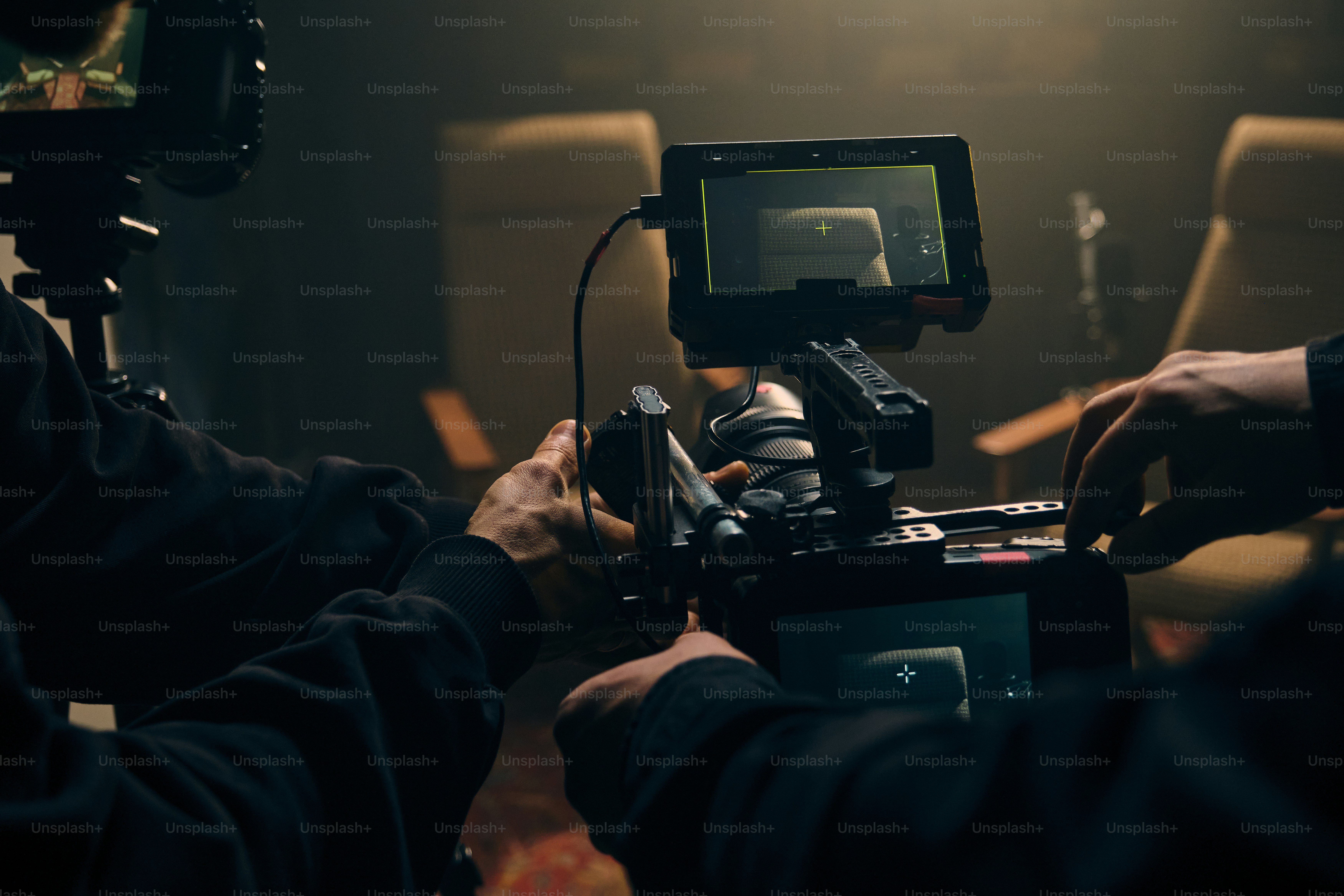 Filming a scene with a professional cinema camera. photo – Advertising ...
