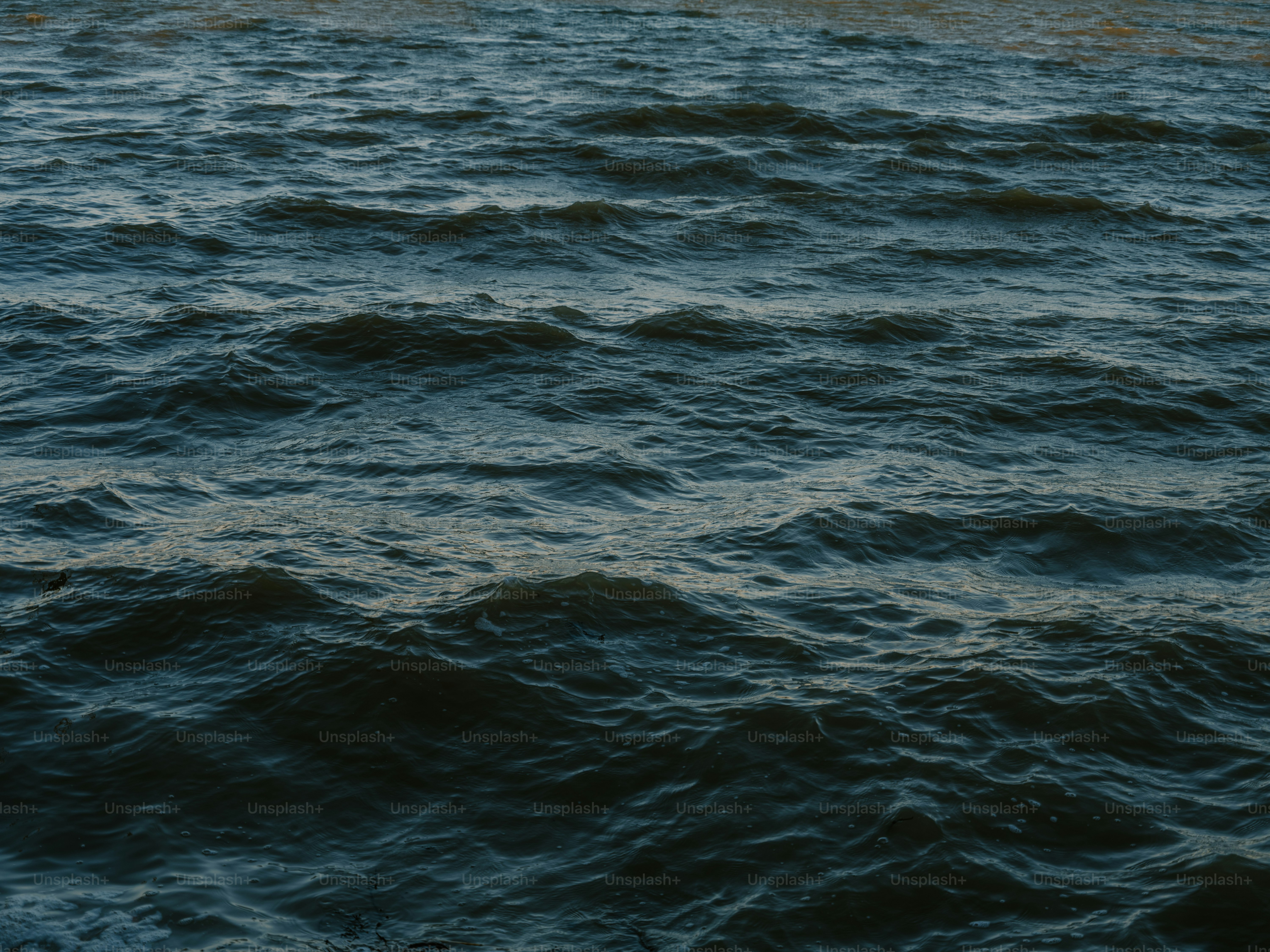 Superficie de agua oscura y agitada con pequeñas olas foto – Imagen de ...