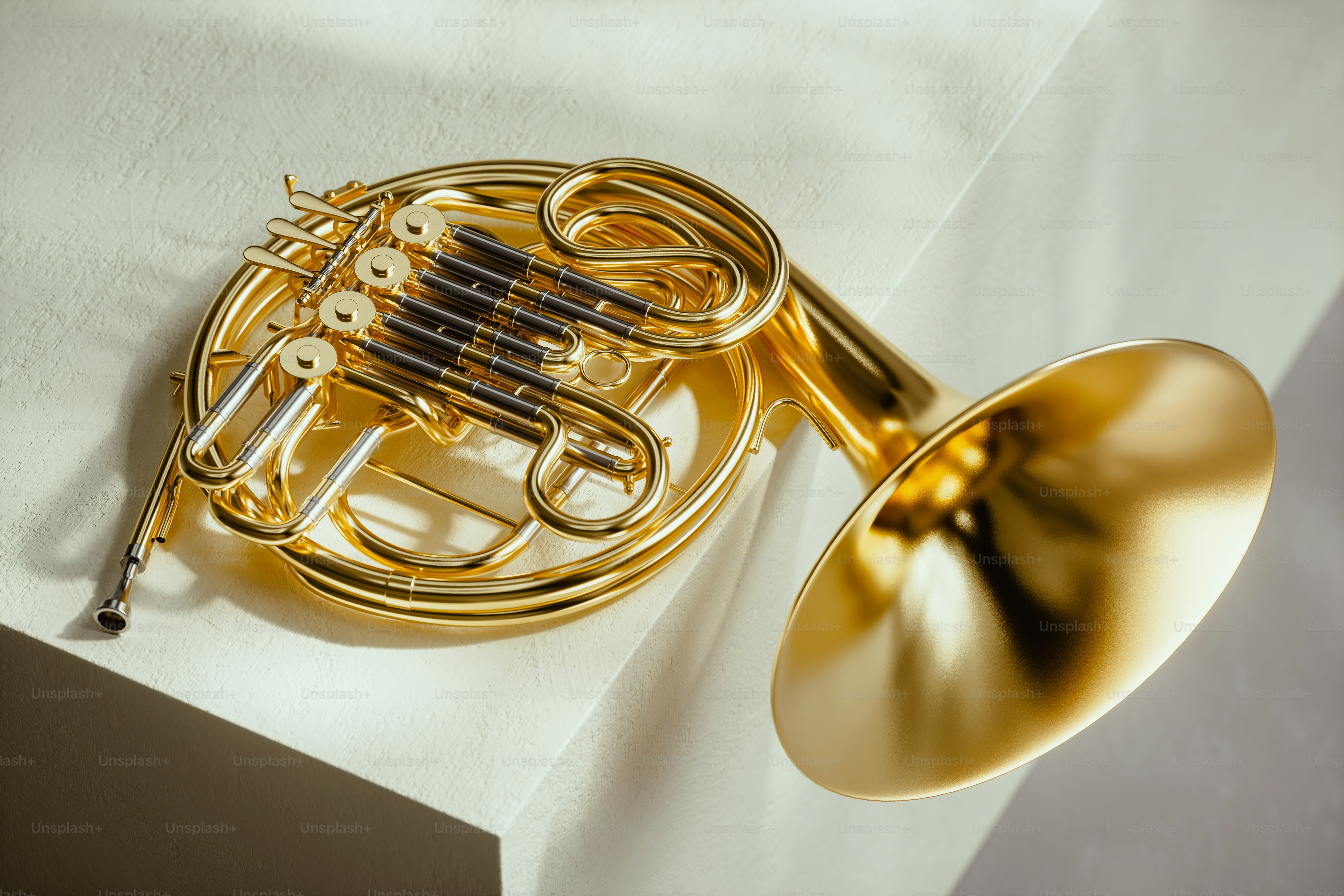 A wooden violin rests on a geometric surface. photo – Music Image on ...