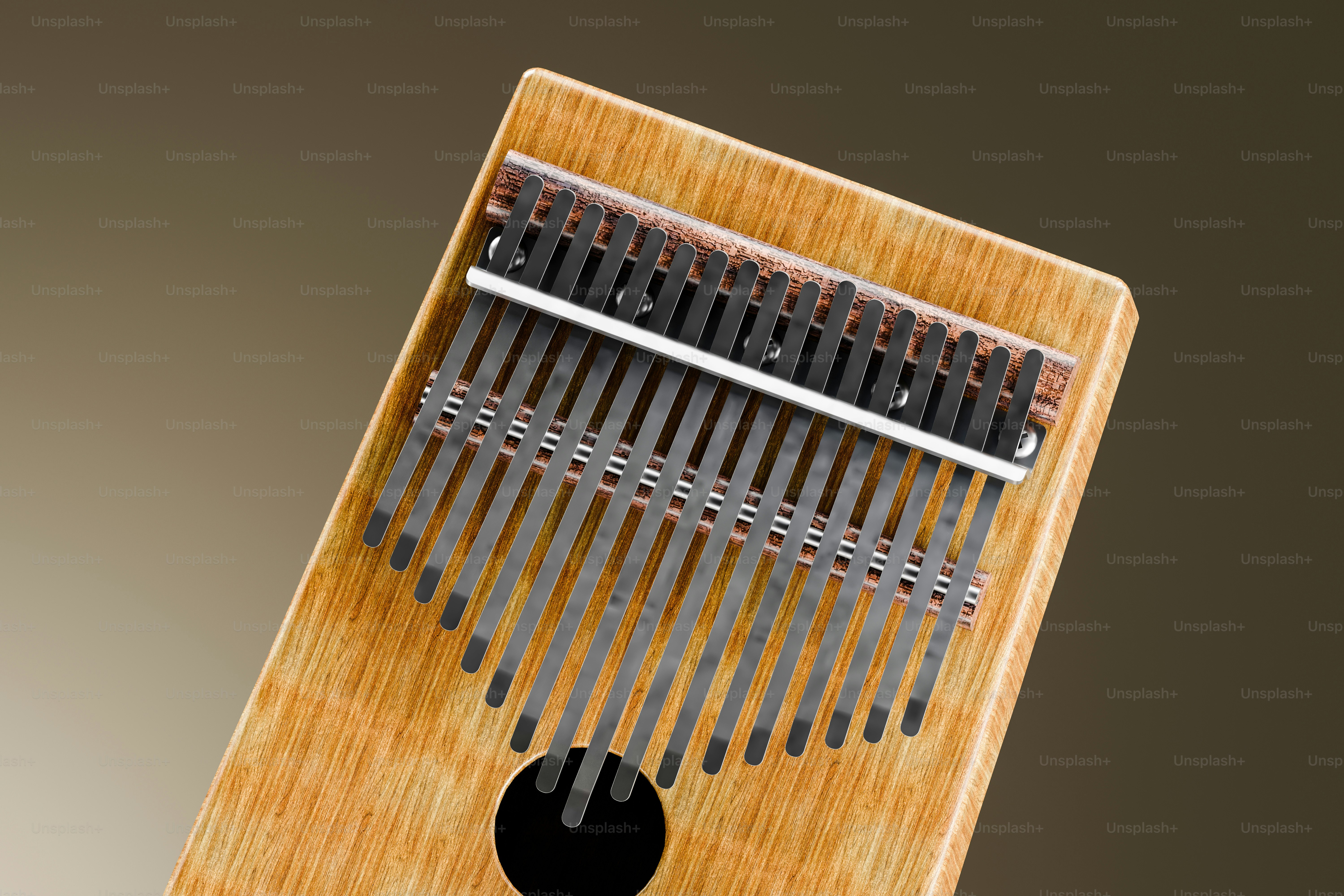 Wooden kalimba with metal tines on a brown background photo – Music ...