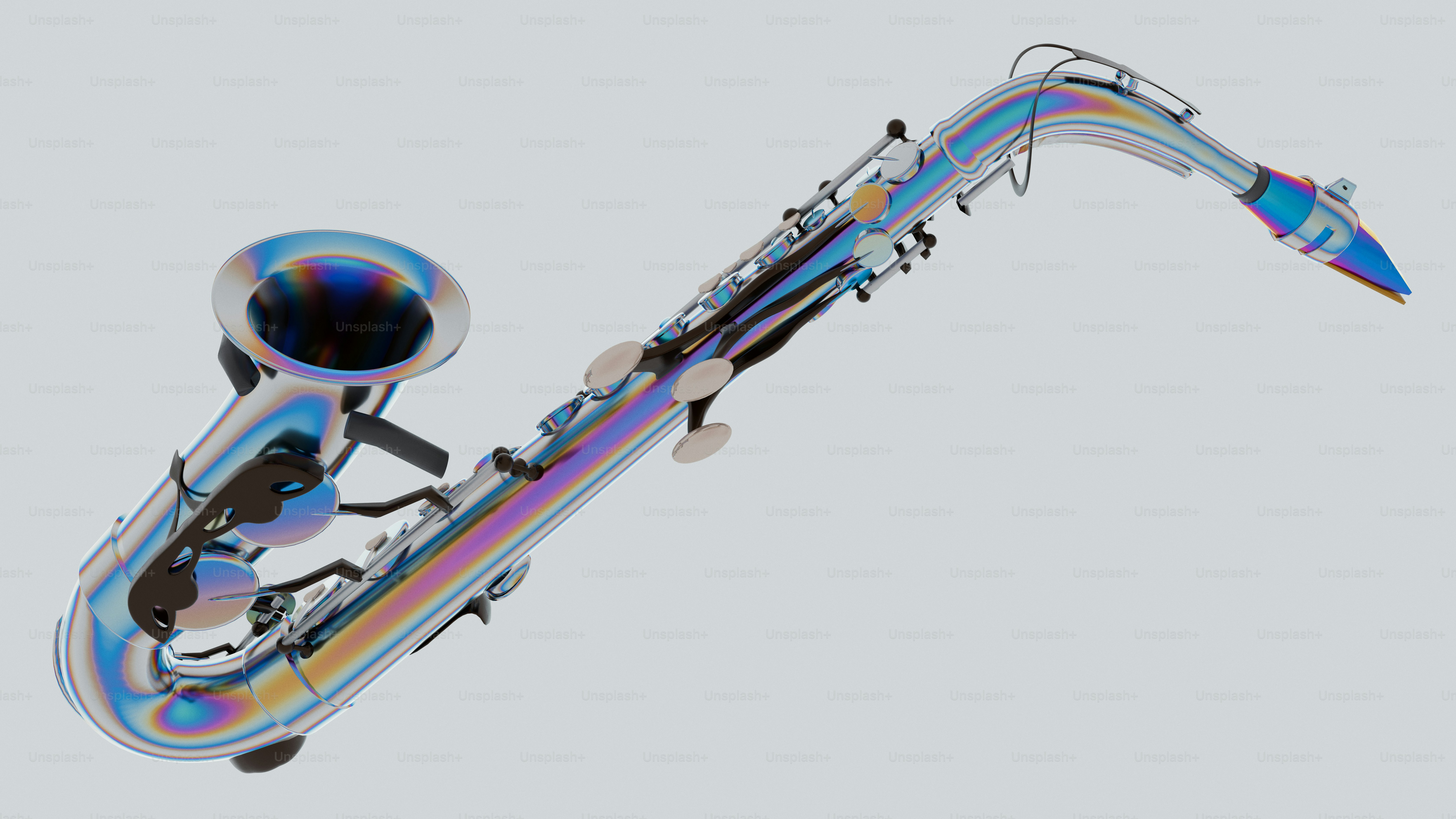 Iridescent saxophone on a light grey background photo – Music Image on ...