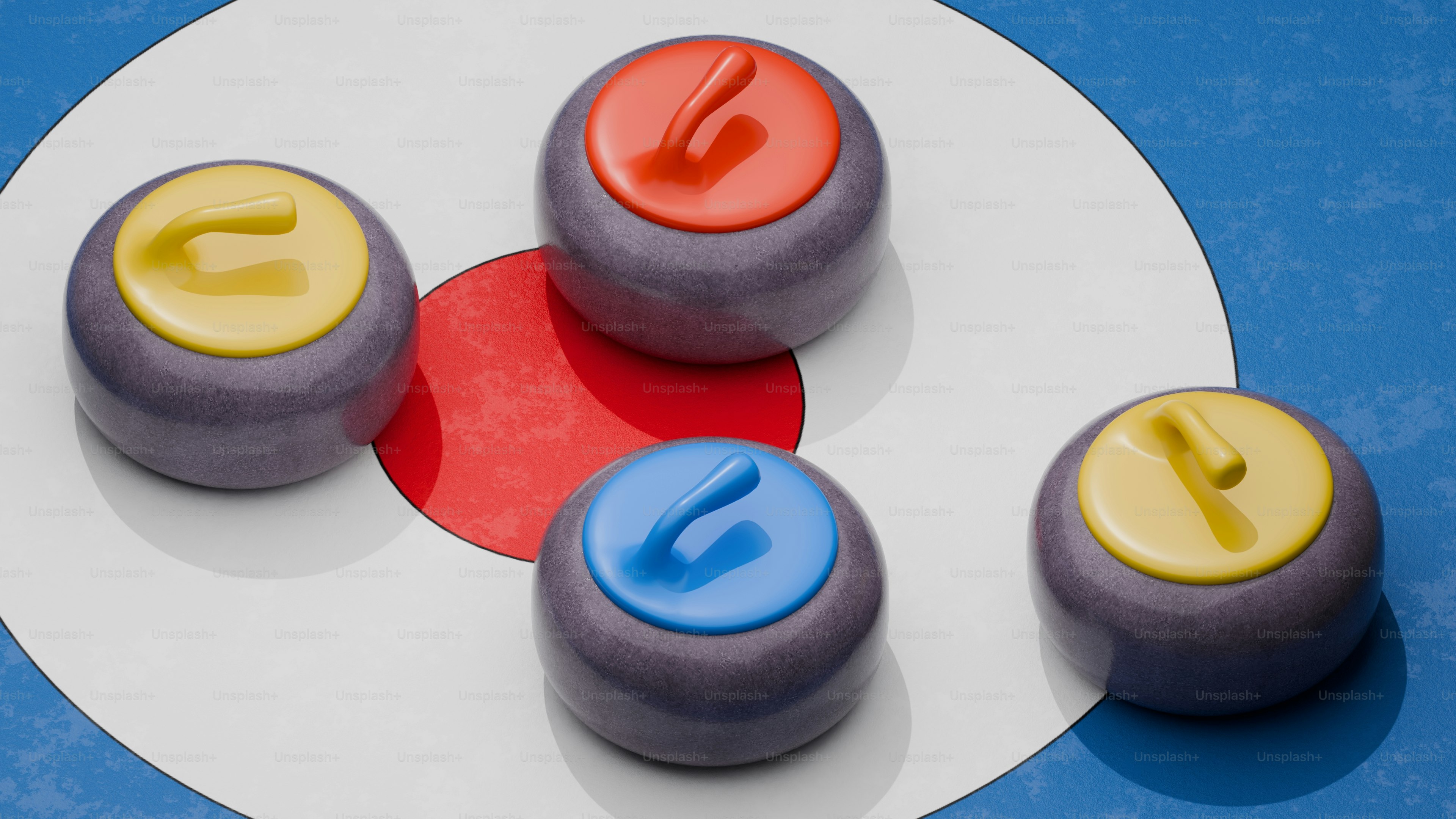 Four colorful curling stones on ice photo – Winter Image on Unsplash