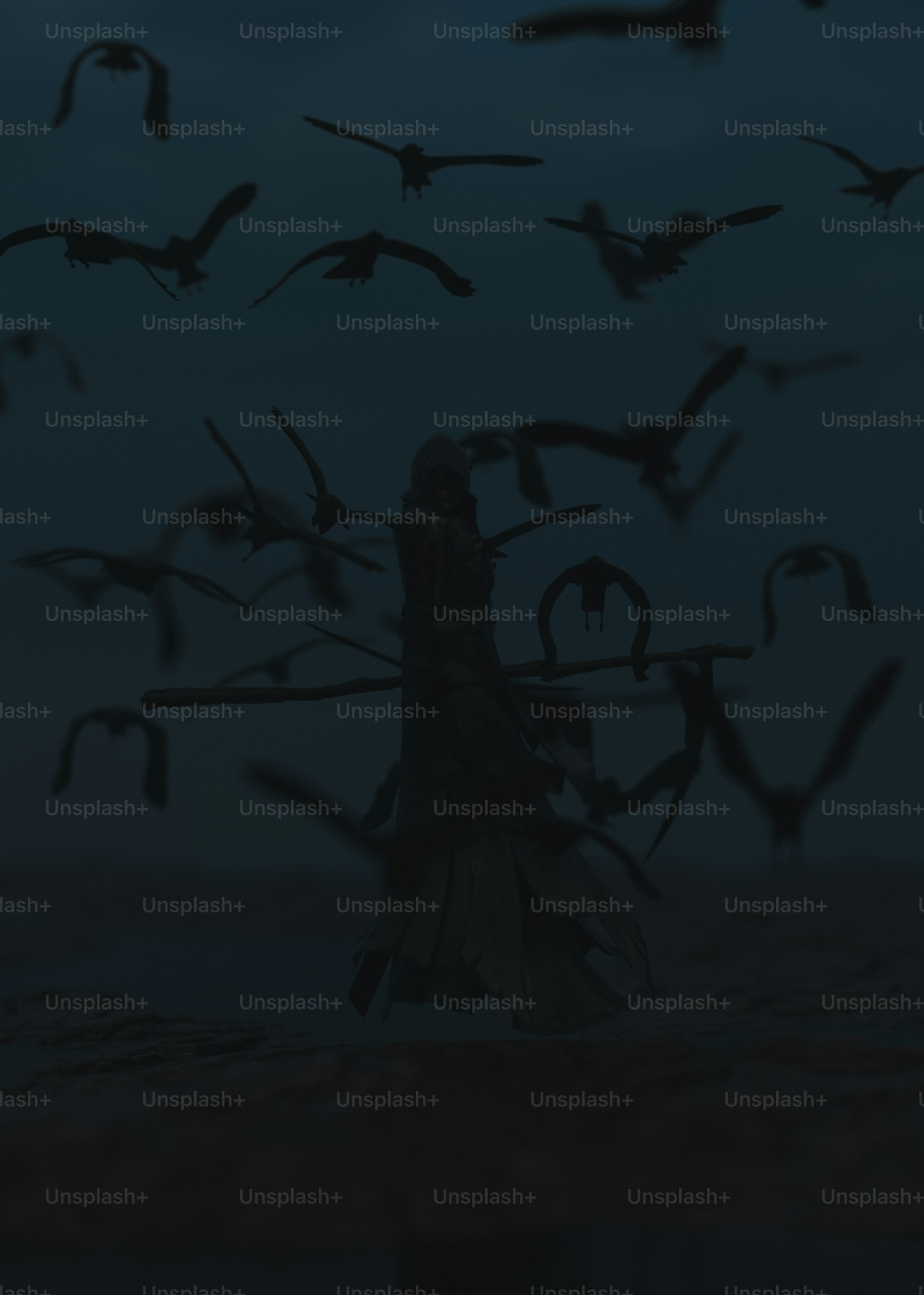 Flock of birds flying around a barren tree photo – Wildlife Image on ...