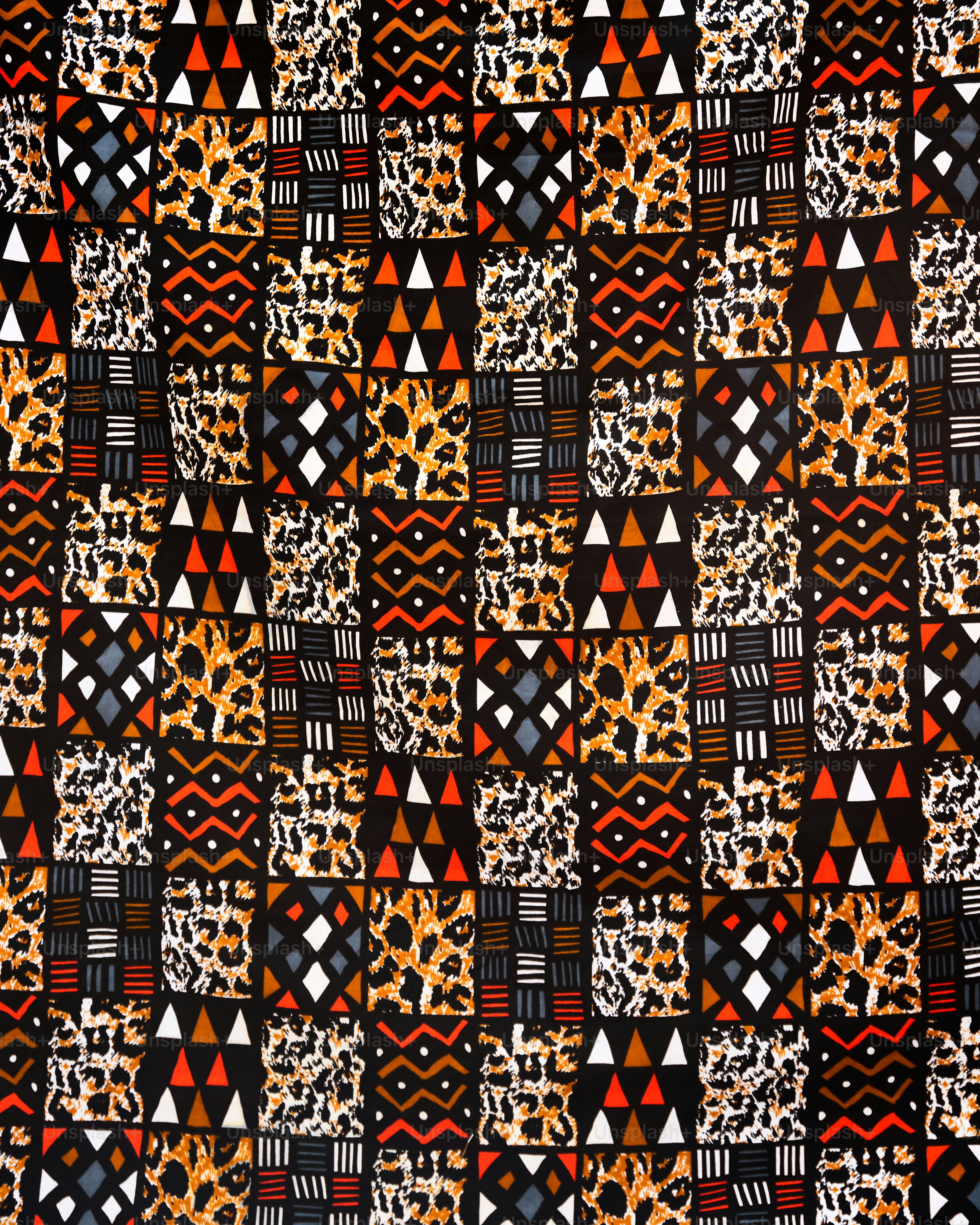Colorful african tribal pattern with squares and geometric shapes photo ...